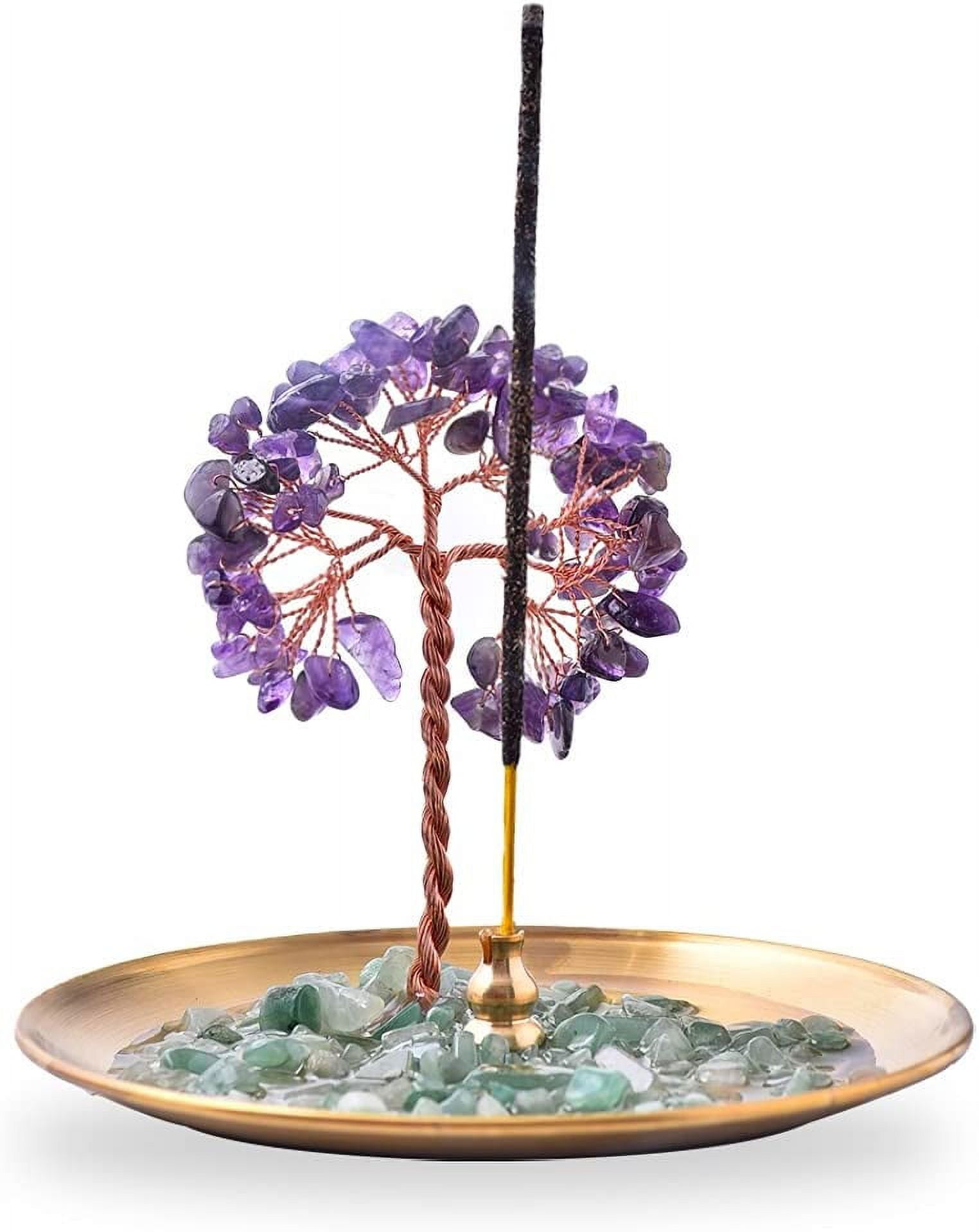 Vorkoi Healing Crystal Money Tree Incense Holder with Ash Catcher Tray ...