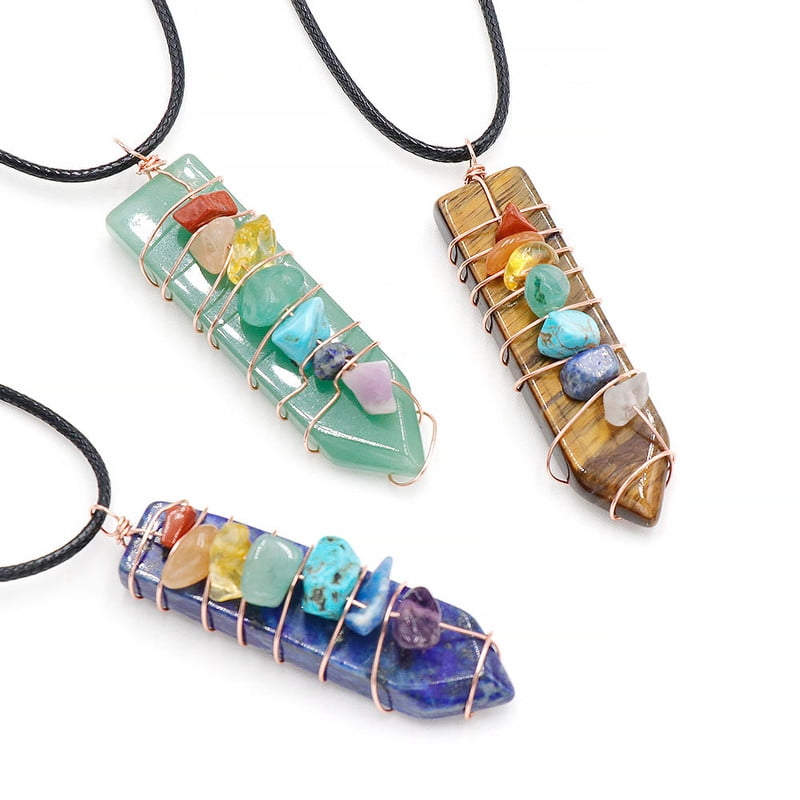 Vorkoi Natural Raw Clear Quartz Point Pendant Necklace Reiki 7 Chakra ...