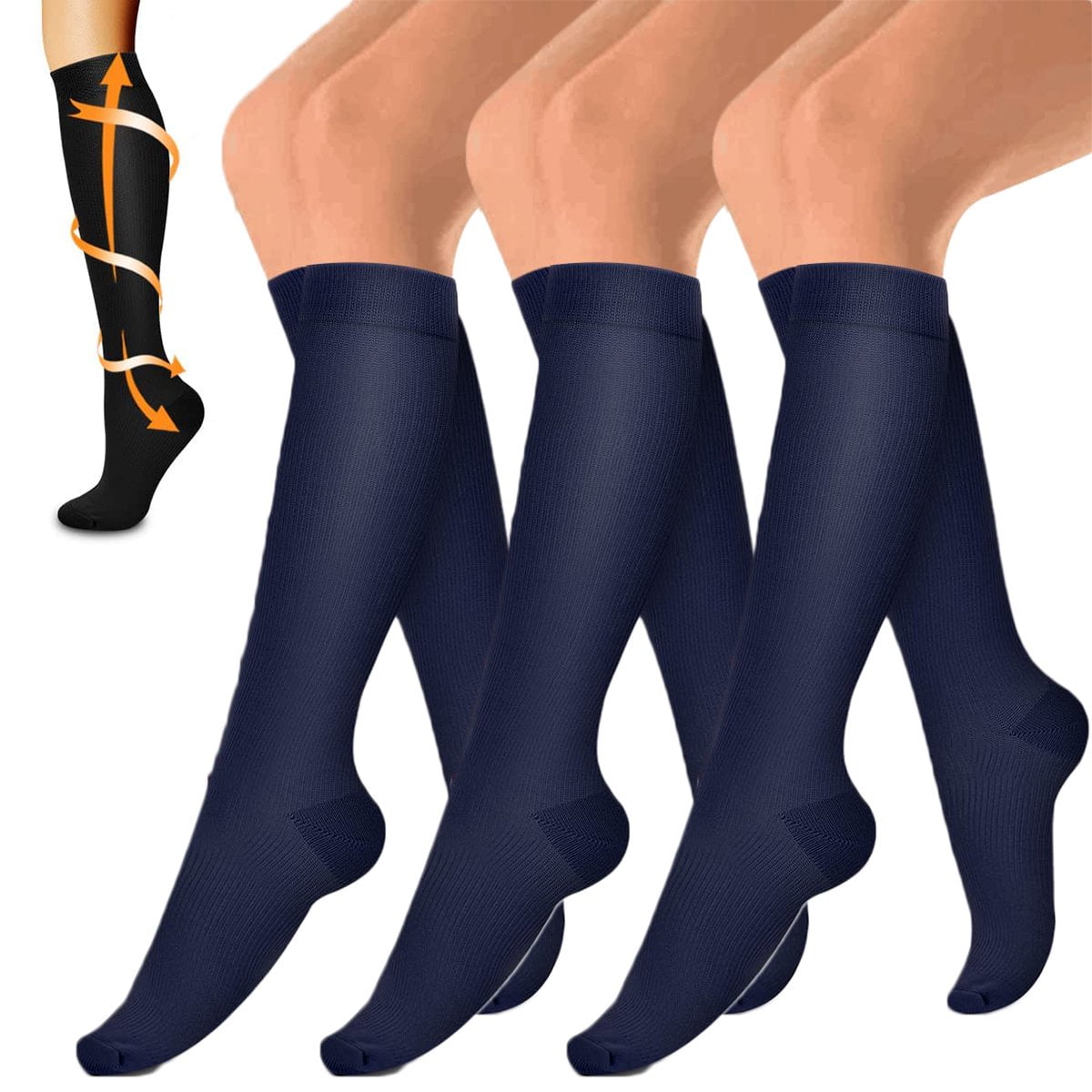 3 Pairs Ladies' Nylon Compression Socks for Women and Men - Best for ...