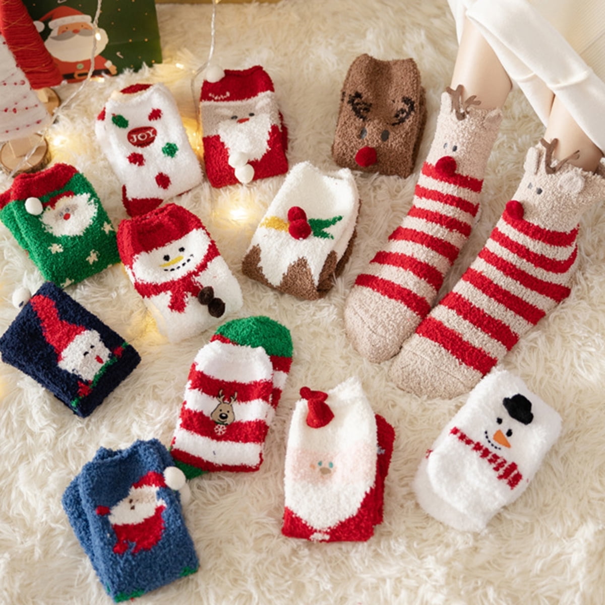 Walmart Christmas Fuzzy Socks: Xmas Holiday Gift, Cozy Slipper Cabin ...
