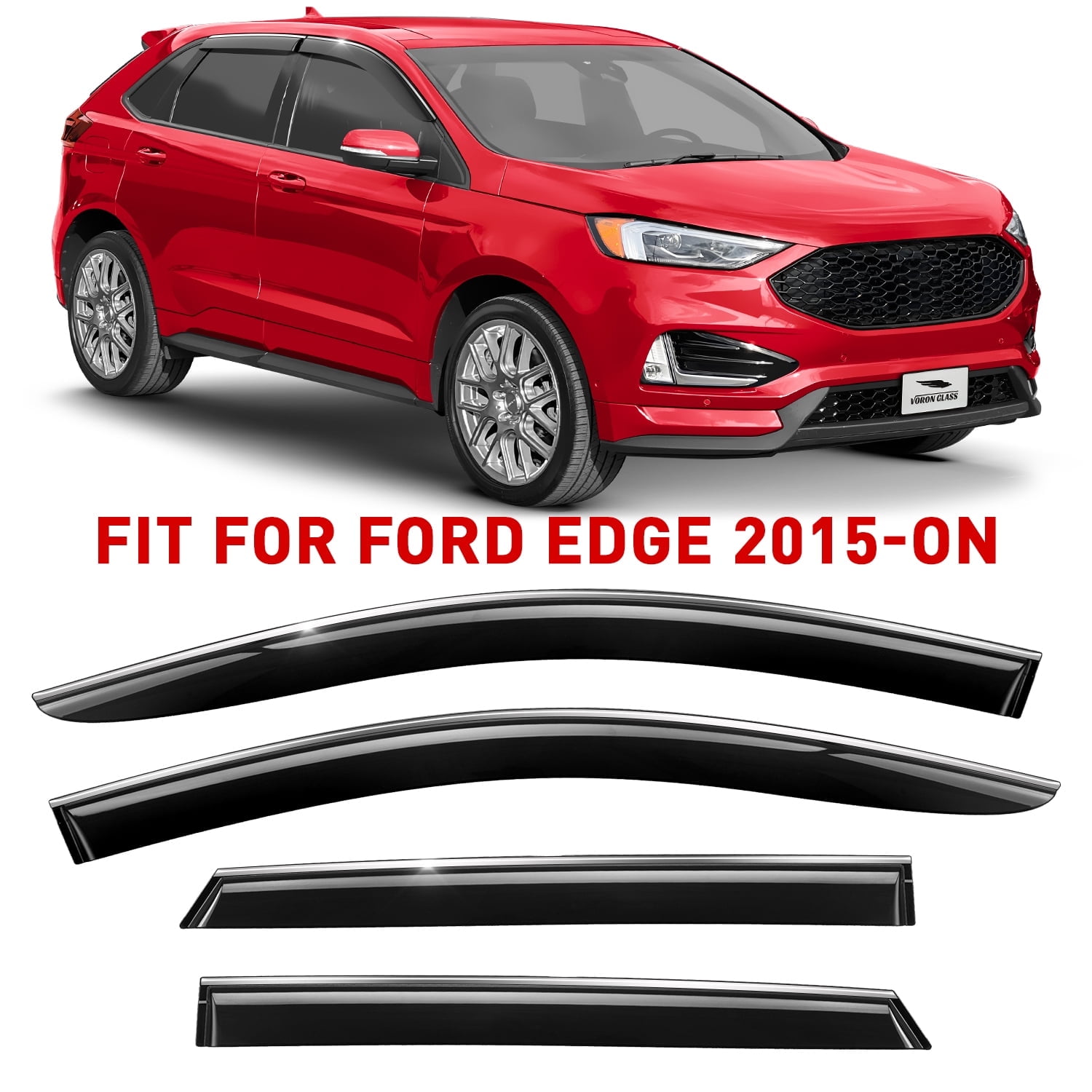 Voron Glass Chrome Trim Tape-on Extra Durable Rain Guards for Ford Edge ...