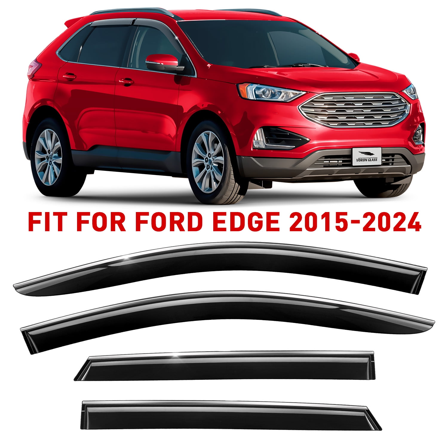 Voron Glass Chrome Trim Tape-on Extra Durable Rain Guards for Ford Edge ...