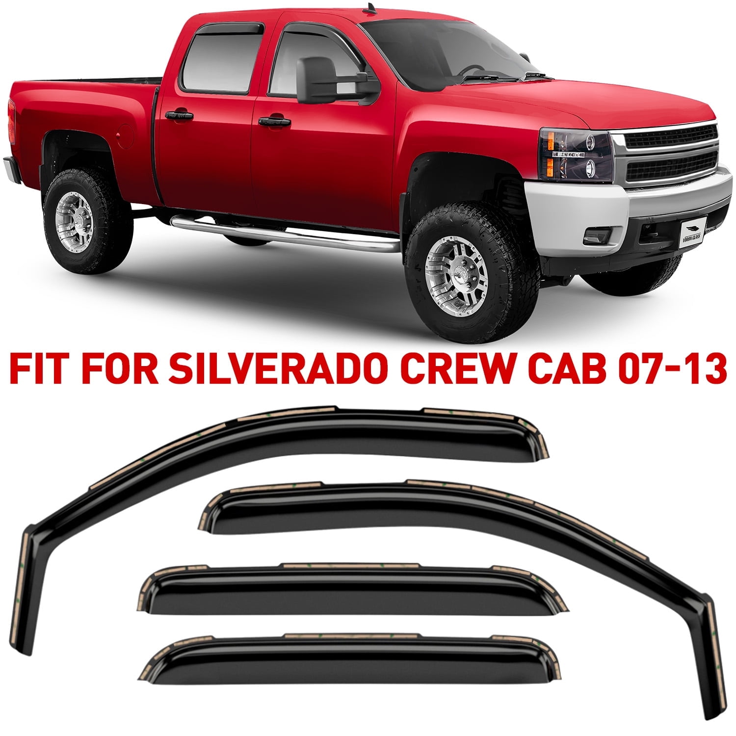 Voron Glass In-Channel Extra Durable Rain Guards for Trucks Chevrolet ...