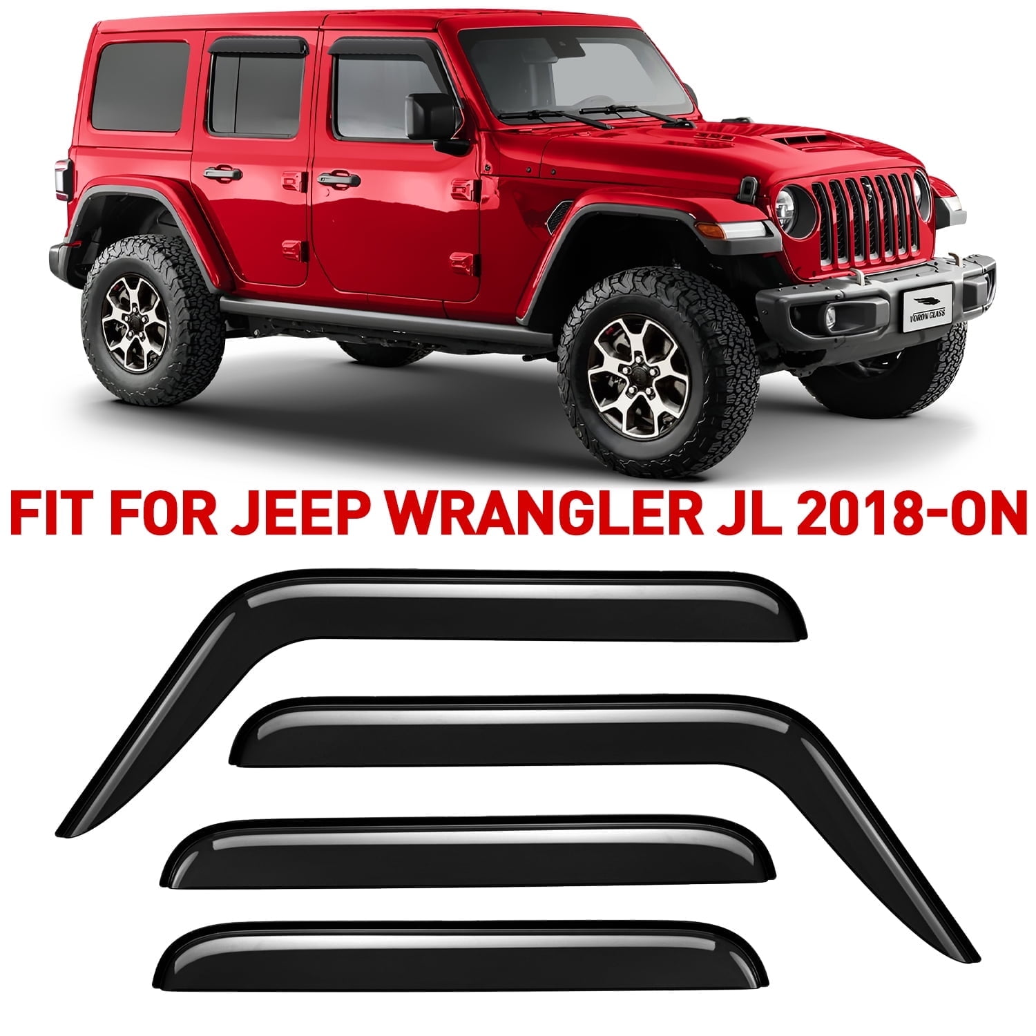 Voron Glass Tape-on Extra Durable Rain Guards for Jeep Wrangler 2018 ...