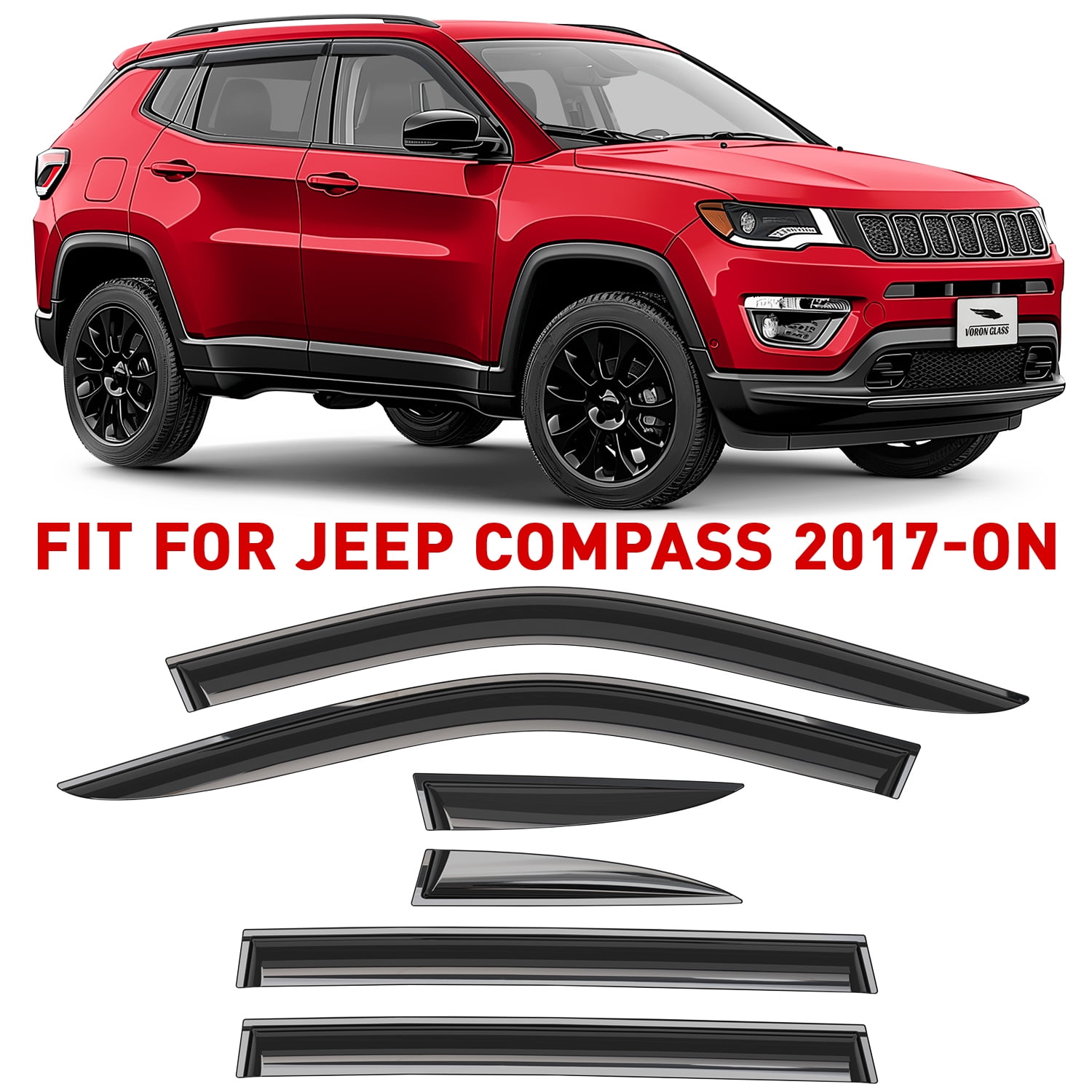Voron Glass Tape-on Extra Durable Rain Guards for Jeep Compass 2017 ...