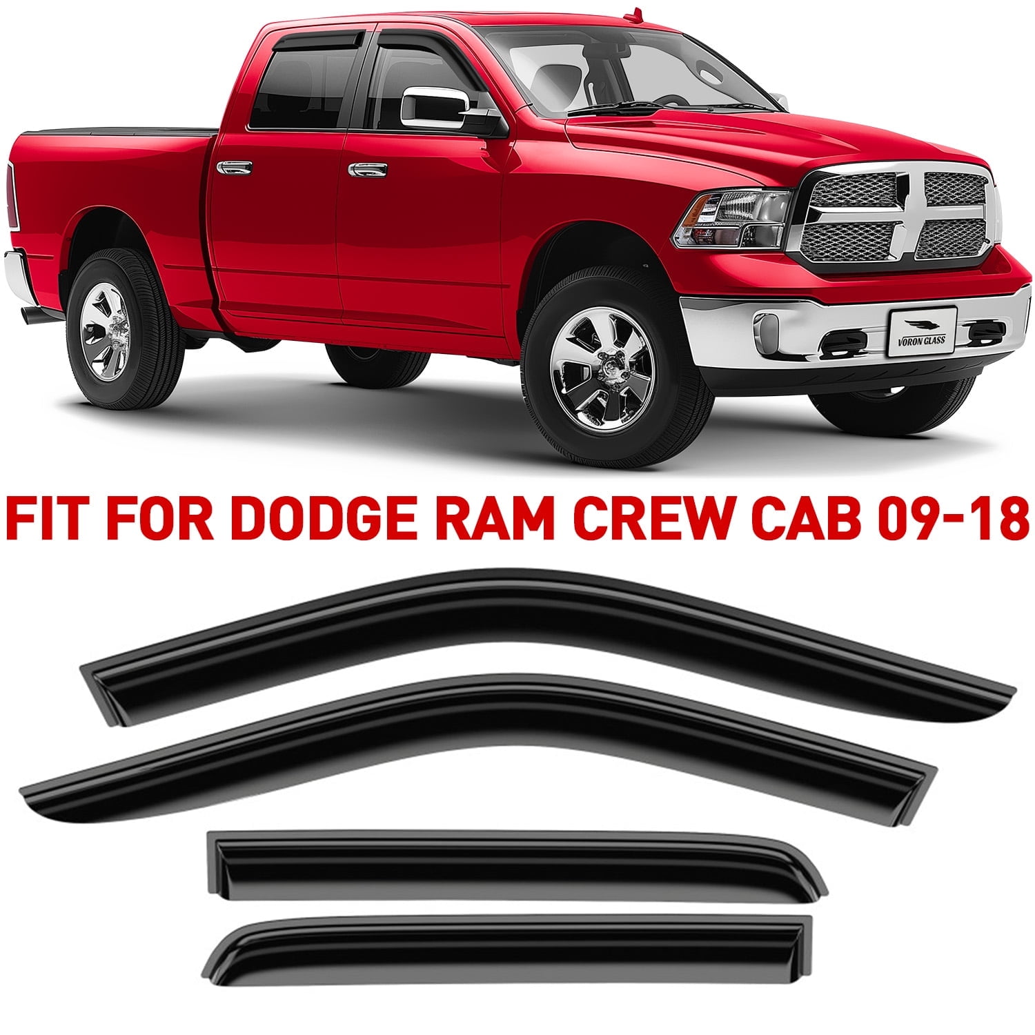 Voron Glass Tape-on Extra Durable Rain Guards for Trucks Dodge RAM 2009 ...