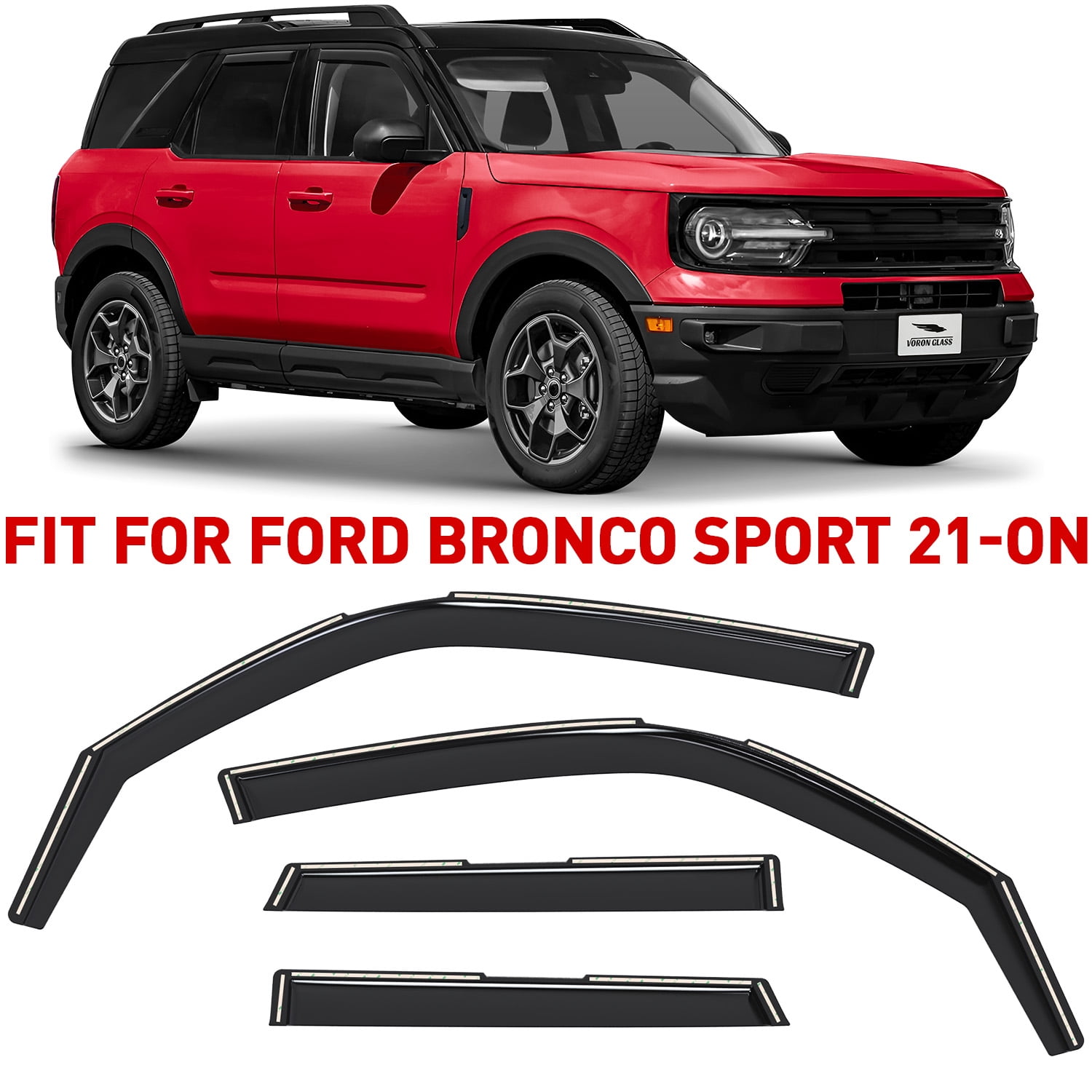 Voron Glass In-Channel Extra Durable Rain Guards for Ford Bronco Sport ...