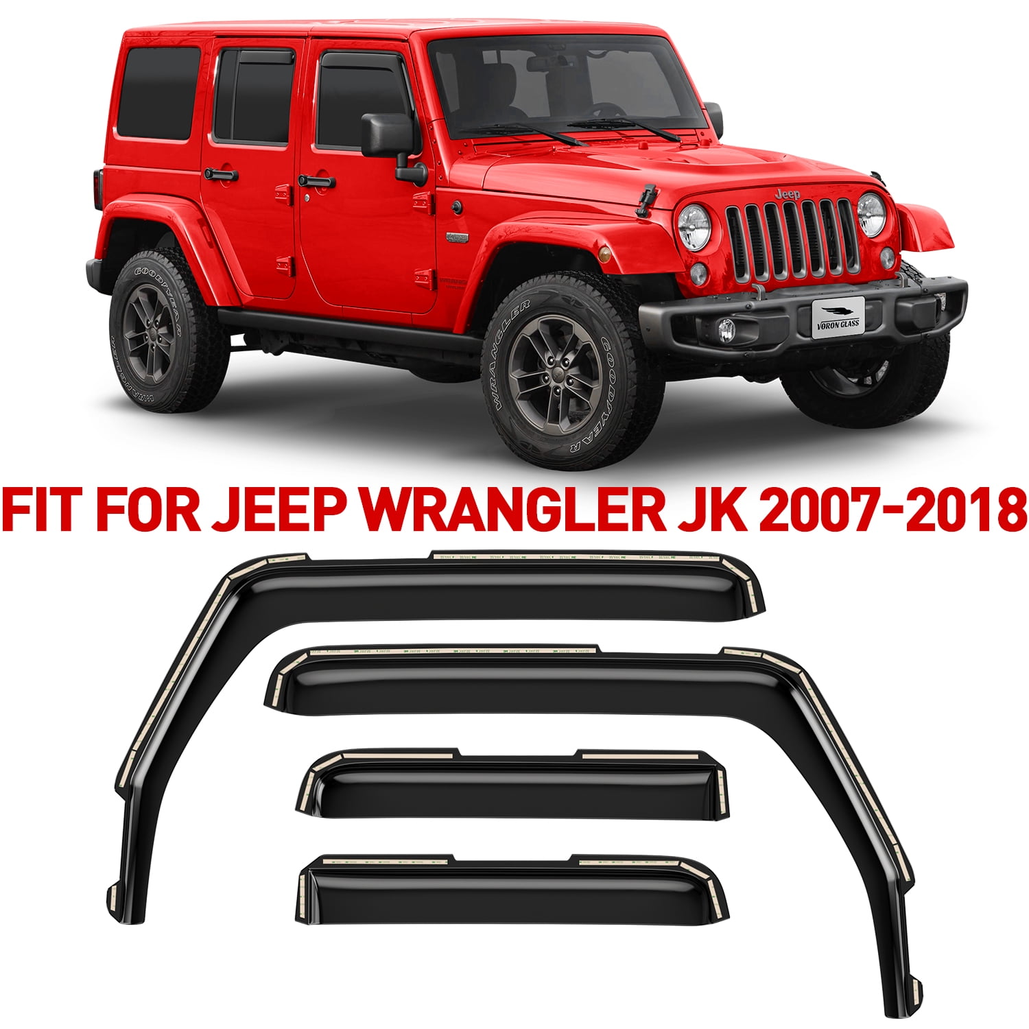 Voron Glass in-Channel Extra Durable Rain Guards for Jeep Wrangler JK ...