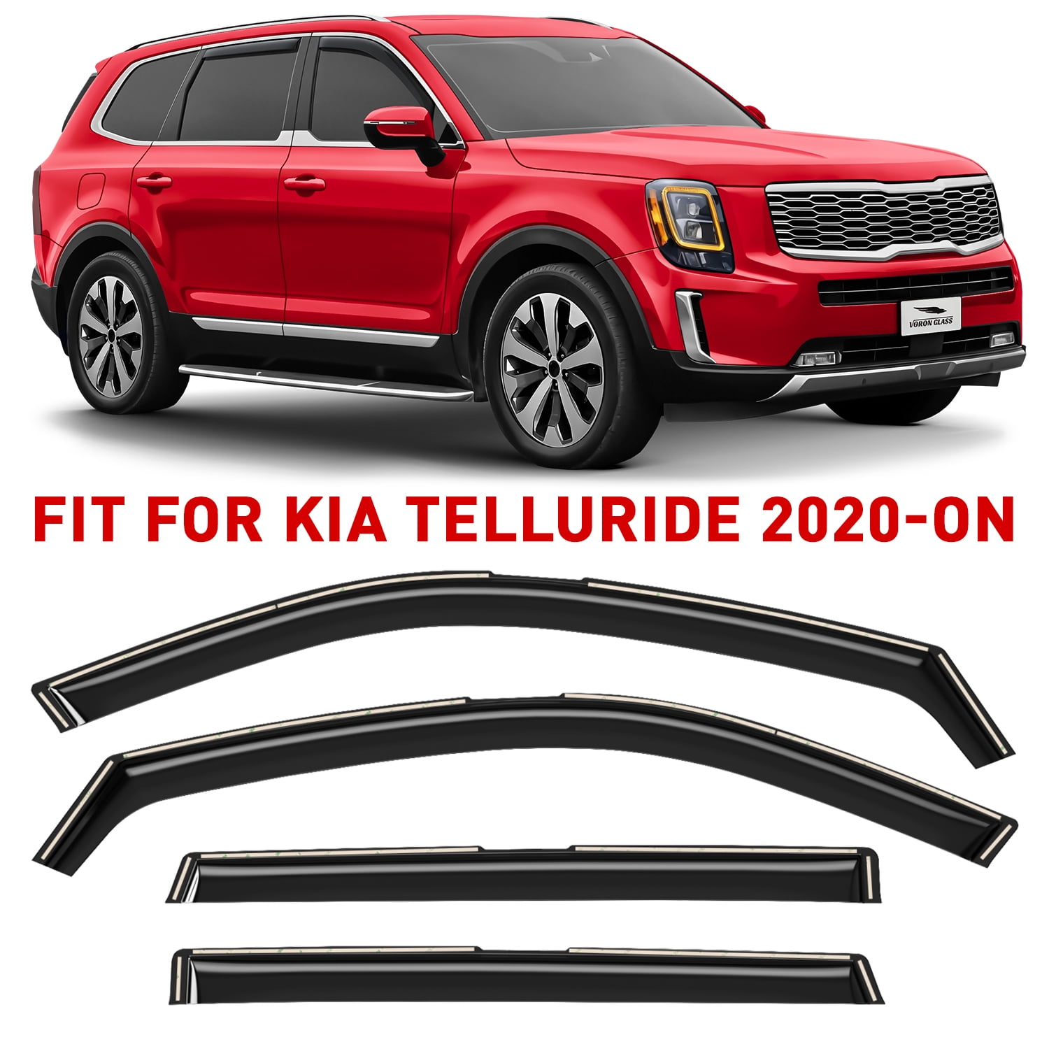Voron Glass in-Channel Extra Durable Rain Guards for Kia Telluride 2020 ...