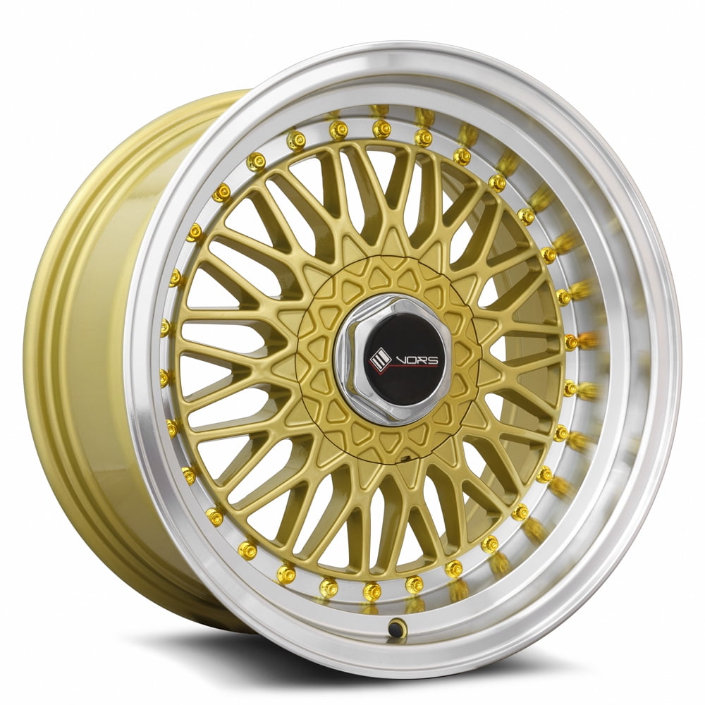 Vors VR3 16x8 4X100/4X114.3 20 73.1 Gold Machine Lip Gold Rivet ...