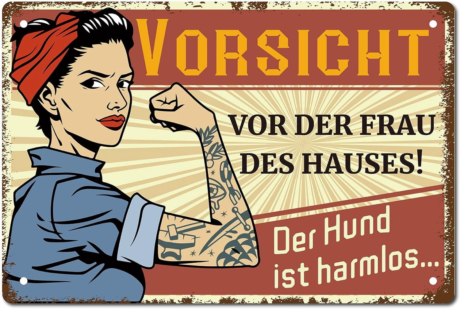 Vorsicht VOR der Frau des Hauses Sign Vintage Tin Signs Funny Metal Tin ...