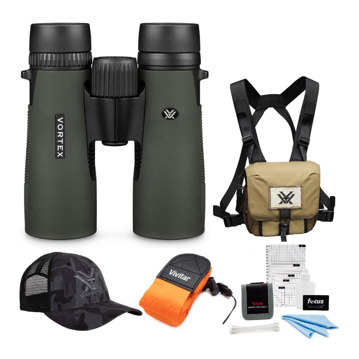 Vortex 10x42 Diamondback Roof Prism Binoculars with Glasspak Harness ...