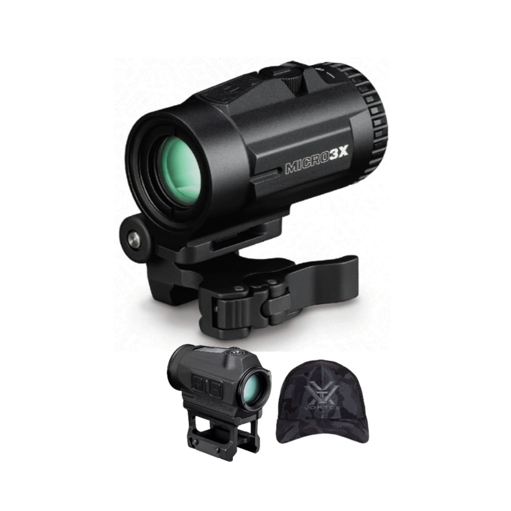 Vortex Micro3x Magnifier with Quick-Release Mount with MOA Red Dot and ...