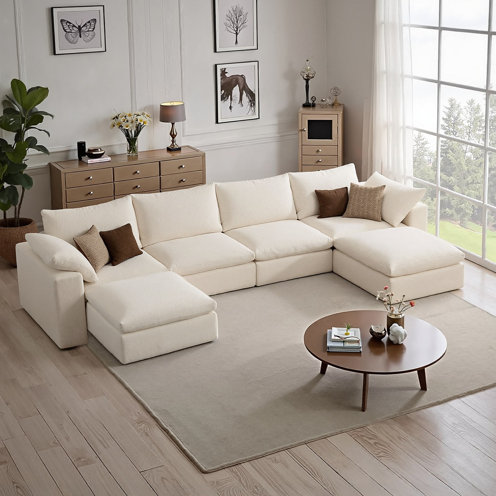 Vorthio 141.7" Cloud Couch Oversized Modular Sectional Sofa, 3 Seater ...