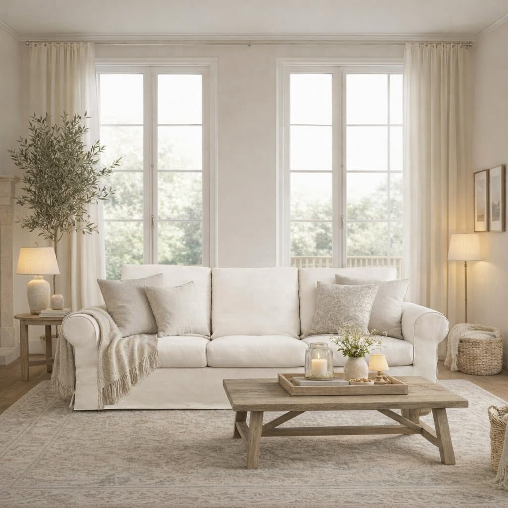 Vorthio 89" 3-Seater Farmhouse Sofa, Deep Seat Couch with High Back ...