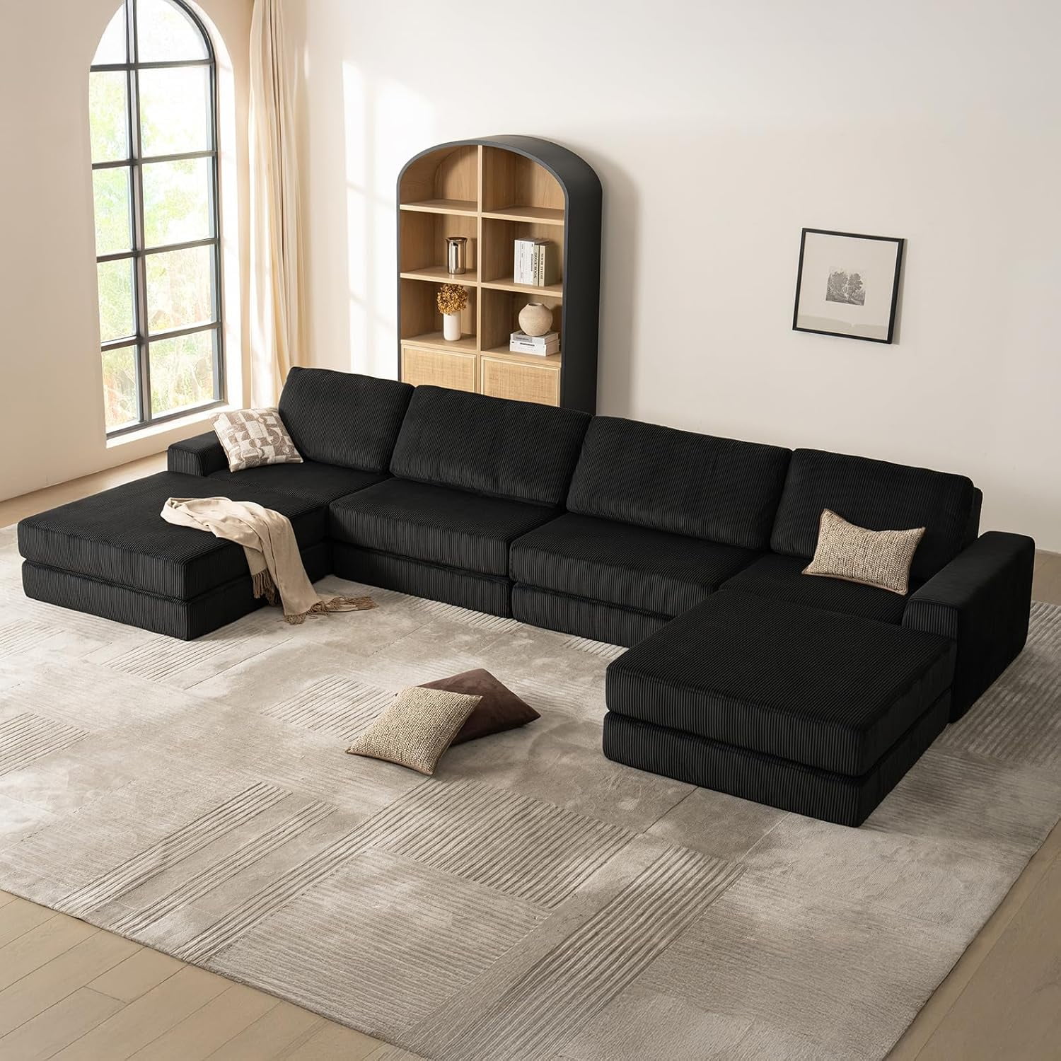 Vorthio Modular Sectional U Shape Sofa,Corduroy Boneless Couches for ...