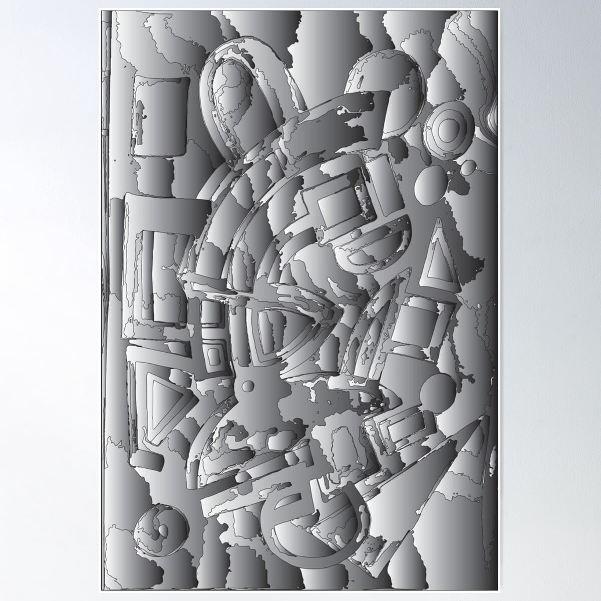 Vorticism - Abstract Metallicgeometric Line Work Poster Wall Art ...