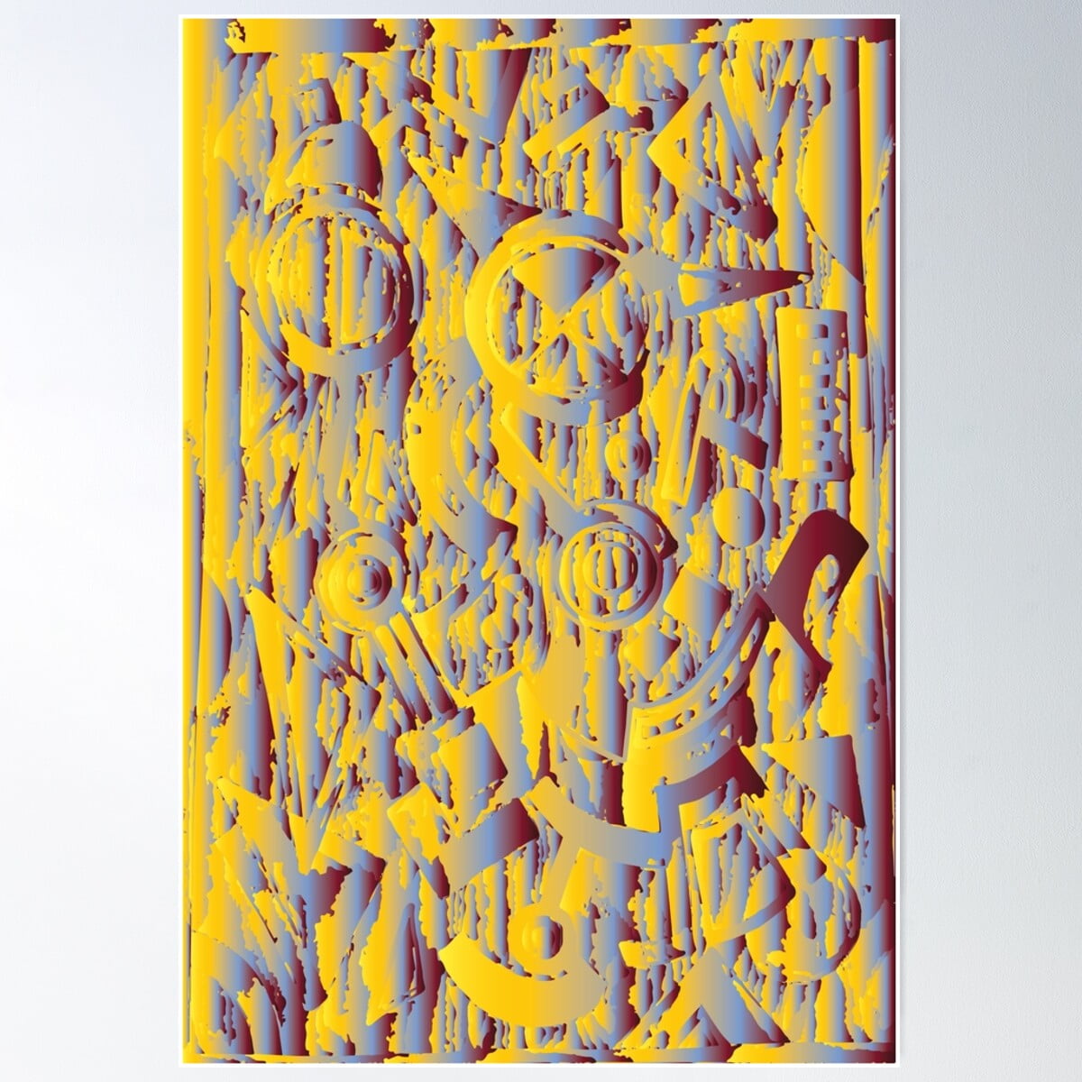 Vorticism - Abstract Vibrant Yellow And Blue Gradient Geometric Line ...