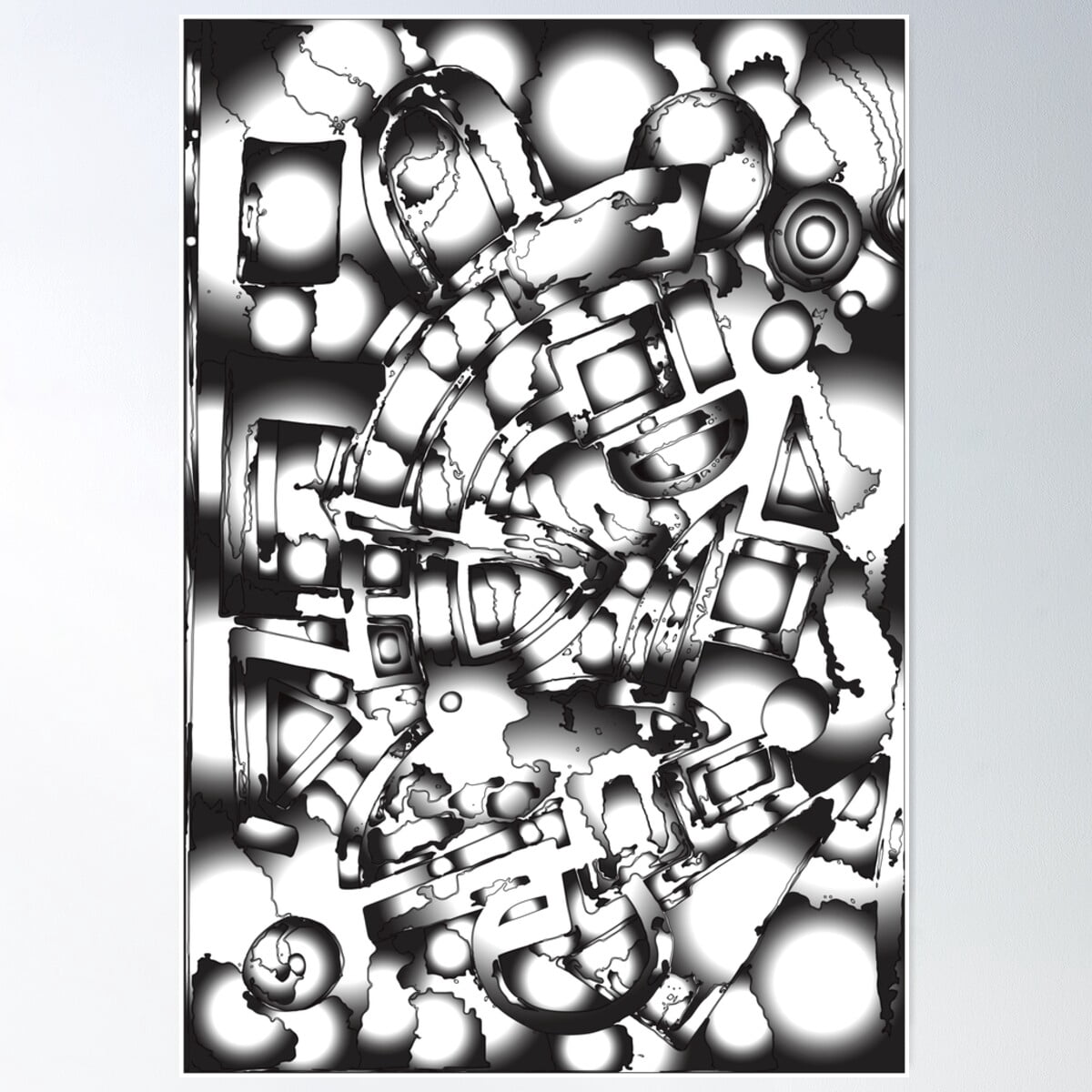 Vorticism - Abstract Vignette Geometric Line Work Poster Wall Art ...