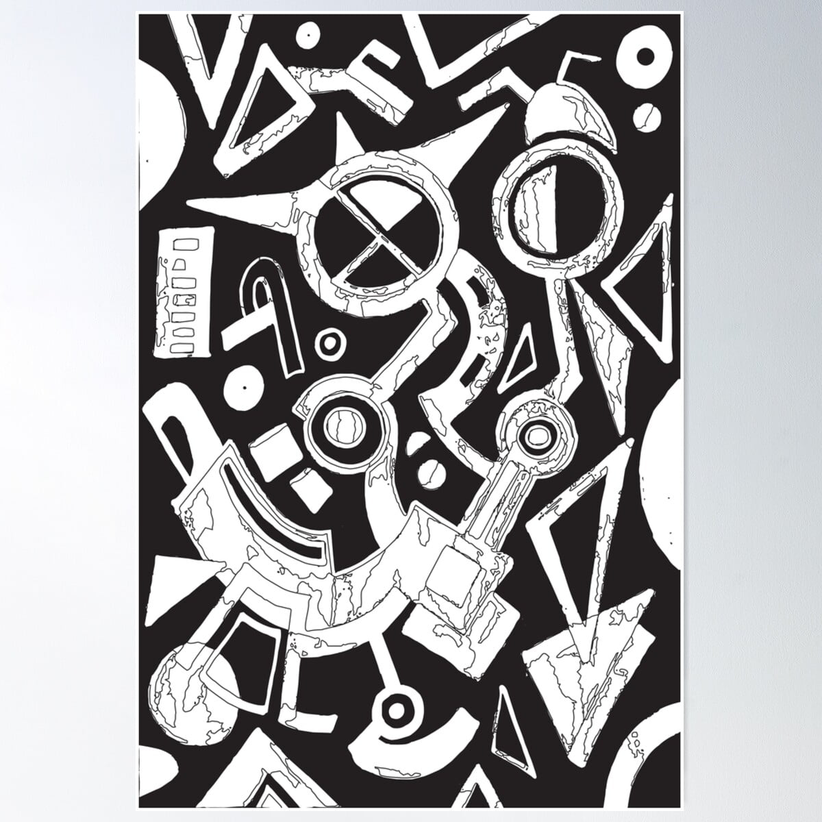 Vorticism - Black And White Geometric Line Work Poster Wall Art, Modern ...