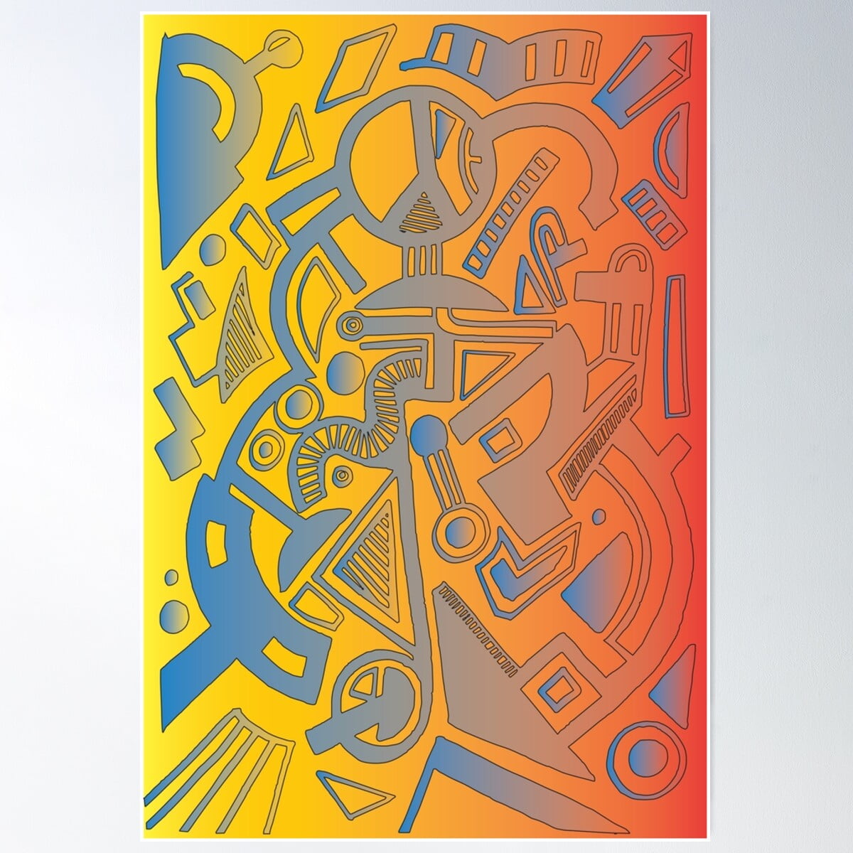 Vorticism - Blue And Orange Gradient Mechanical Geometric Line Work ...