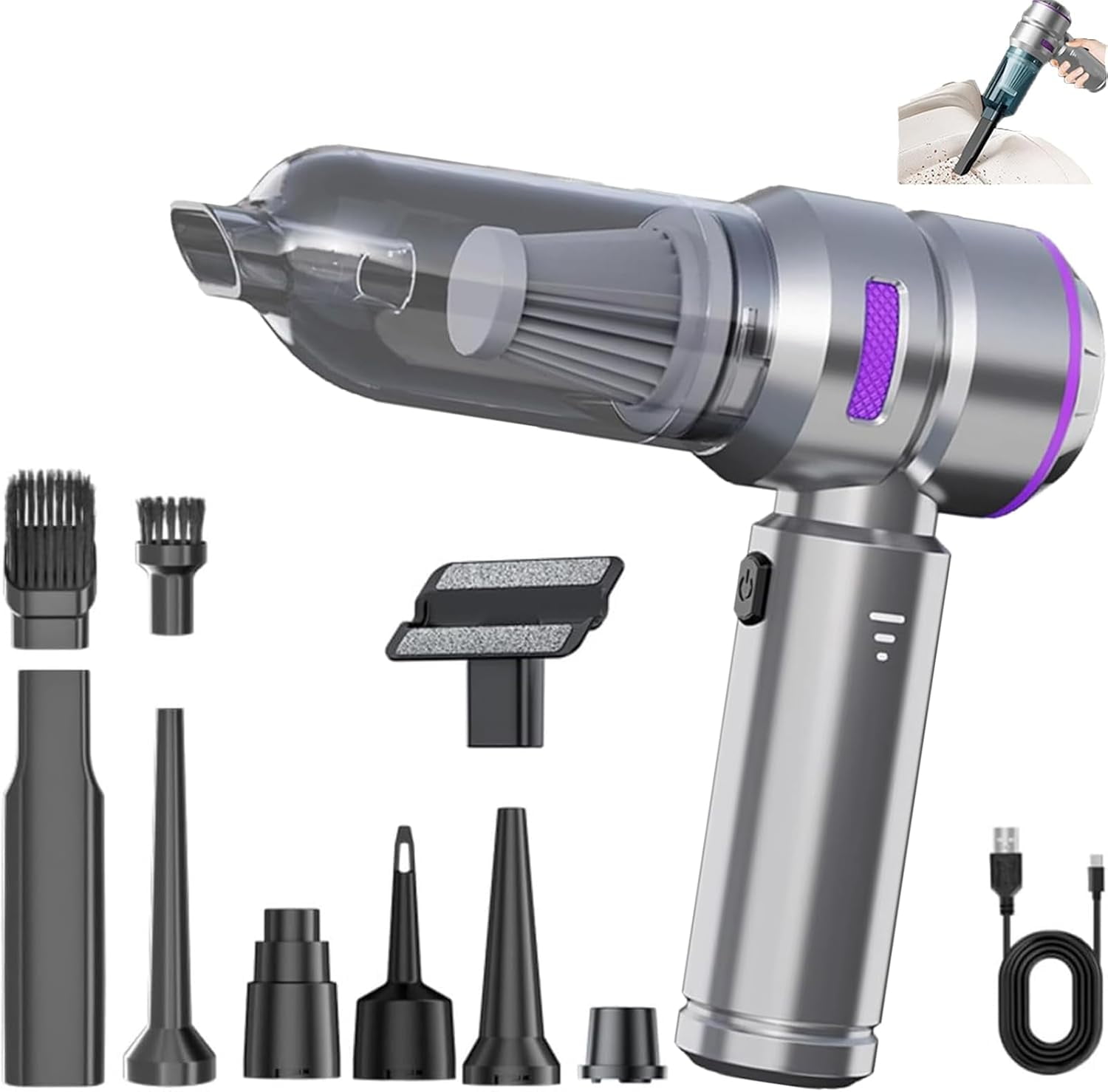 Vortify Car Vacuum Powerful Suction, Wireless Handheld Car Vacuum ...