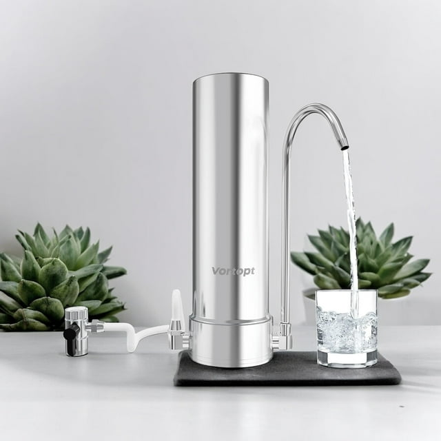 Vortopt F7 100% Stainless Steel Countertop Water Filter System, 5-Stage ...