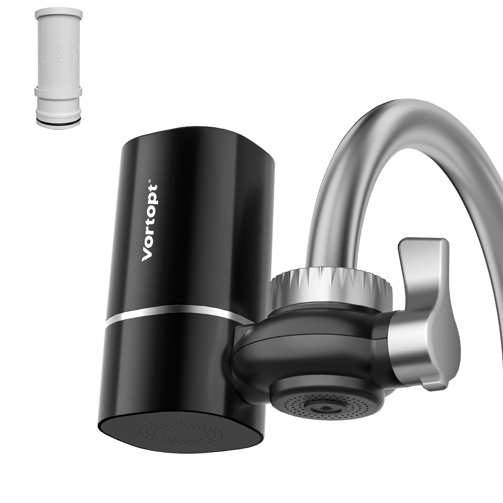 Vortopt T1 Faucet Water Filter, NSF Certified 5-Stage Filtration for Kitchen Sink, Black, 1 ...