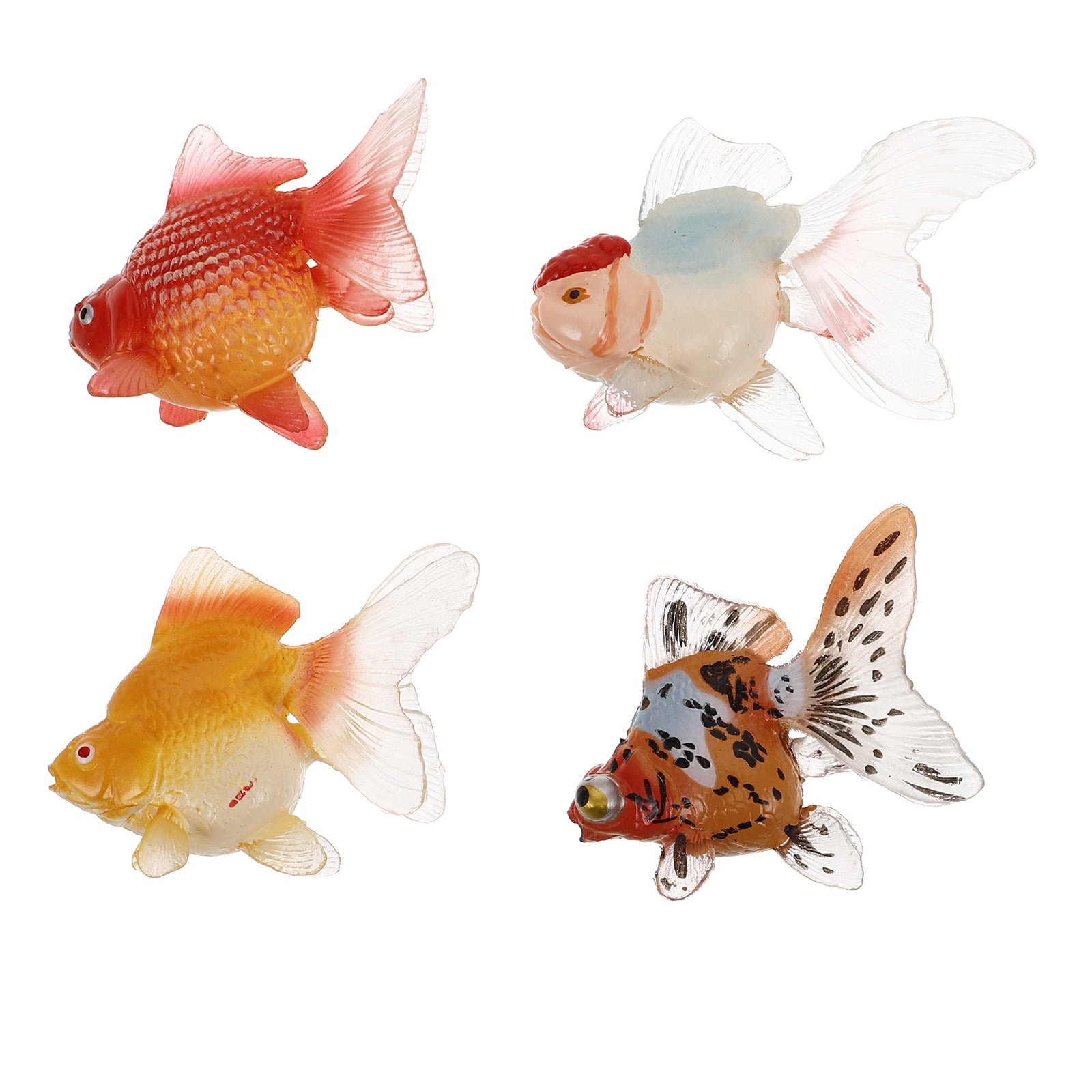 Vosarea-4PCS Mini Koi Fish Artificial Goldfish Figurines Floating Fake ...