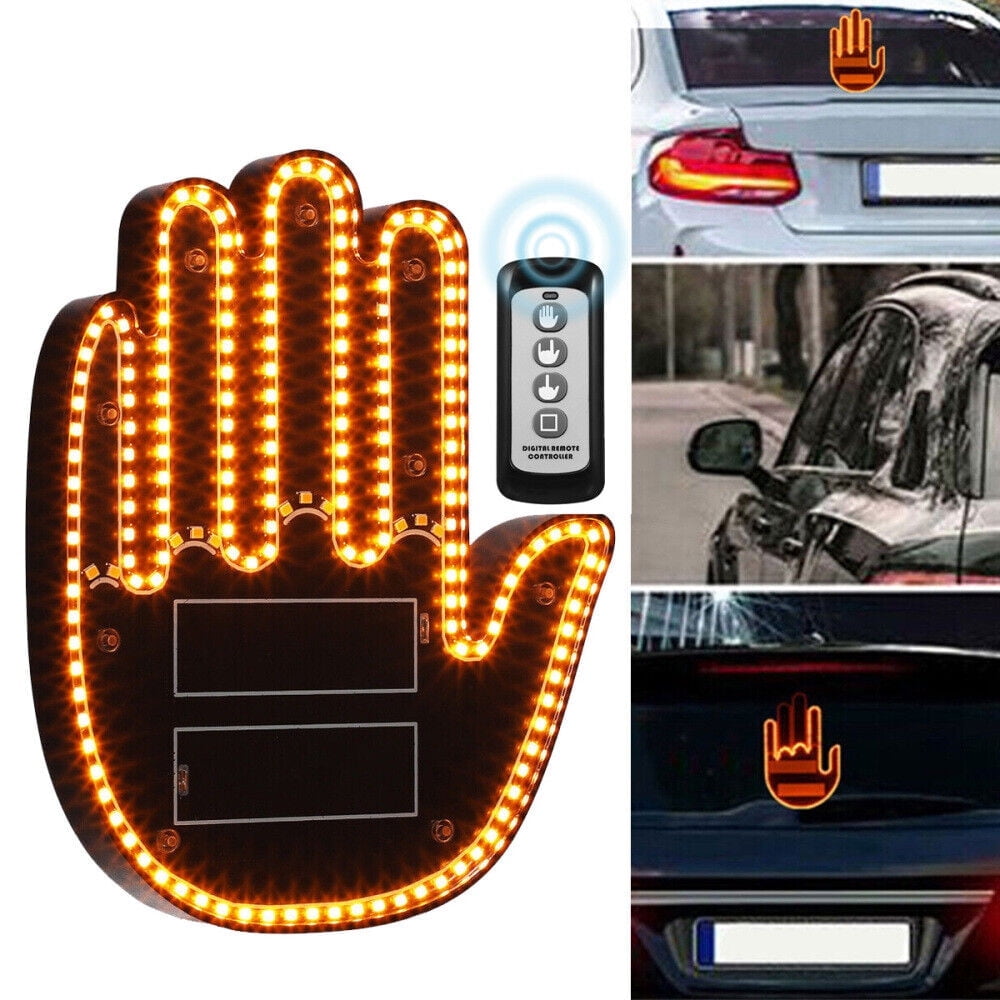 Vosarea-Finger Gesture Light with Remote LED Car Back Window Rage Signs ...