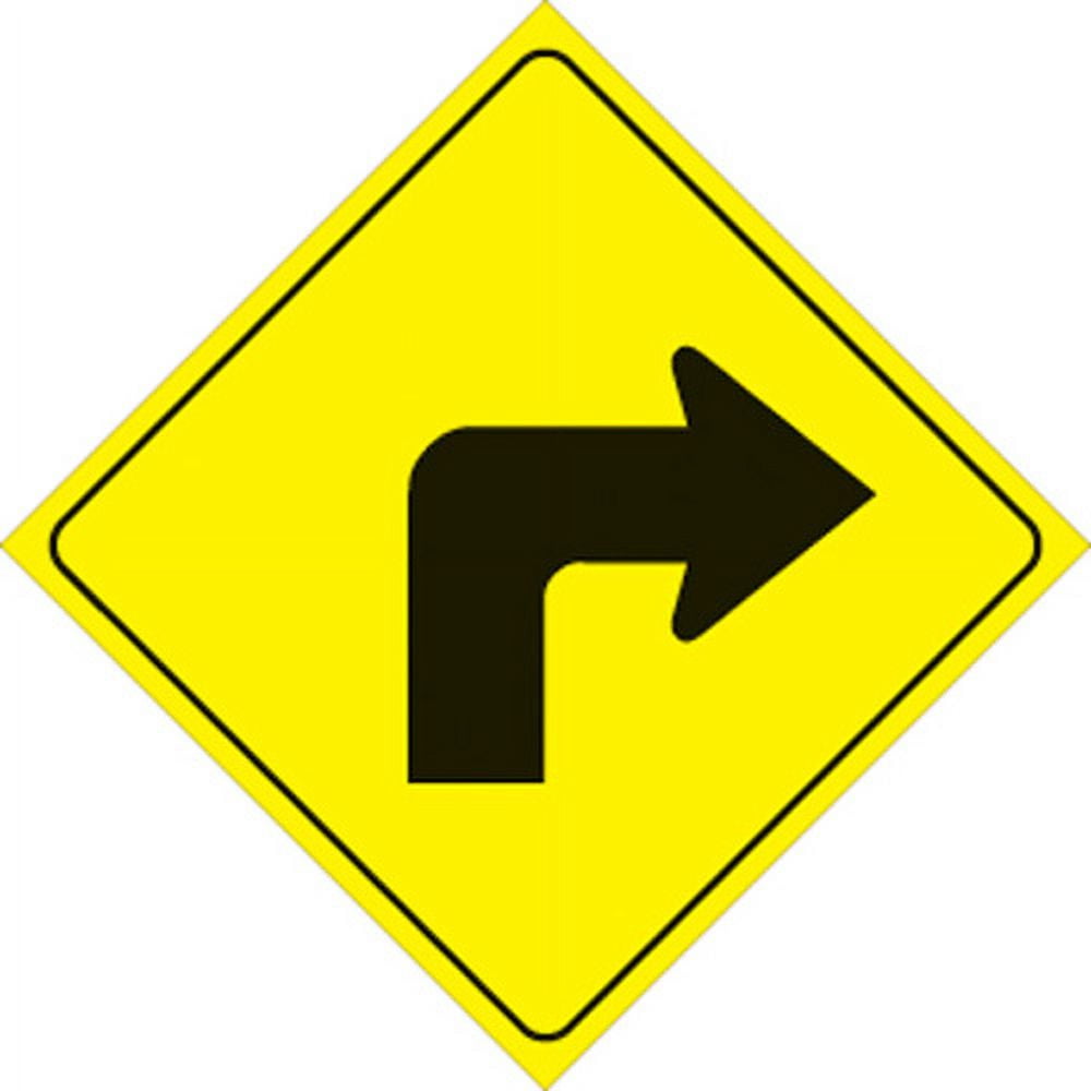 Voss Signs 469 Rt Yr Yellow Plastic Reflective Sign 12" - Right Turn ...