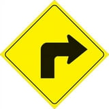 Voss Signs 469 Rt Yr Yellow Plastic Reflective Sign 12" - Right Turn ...