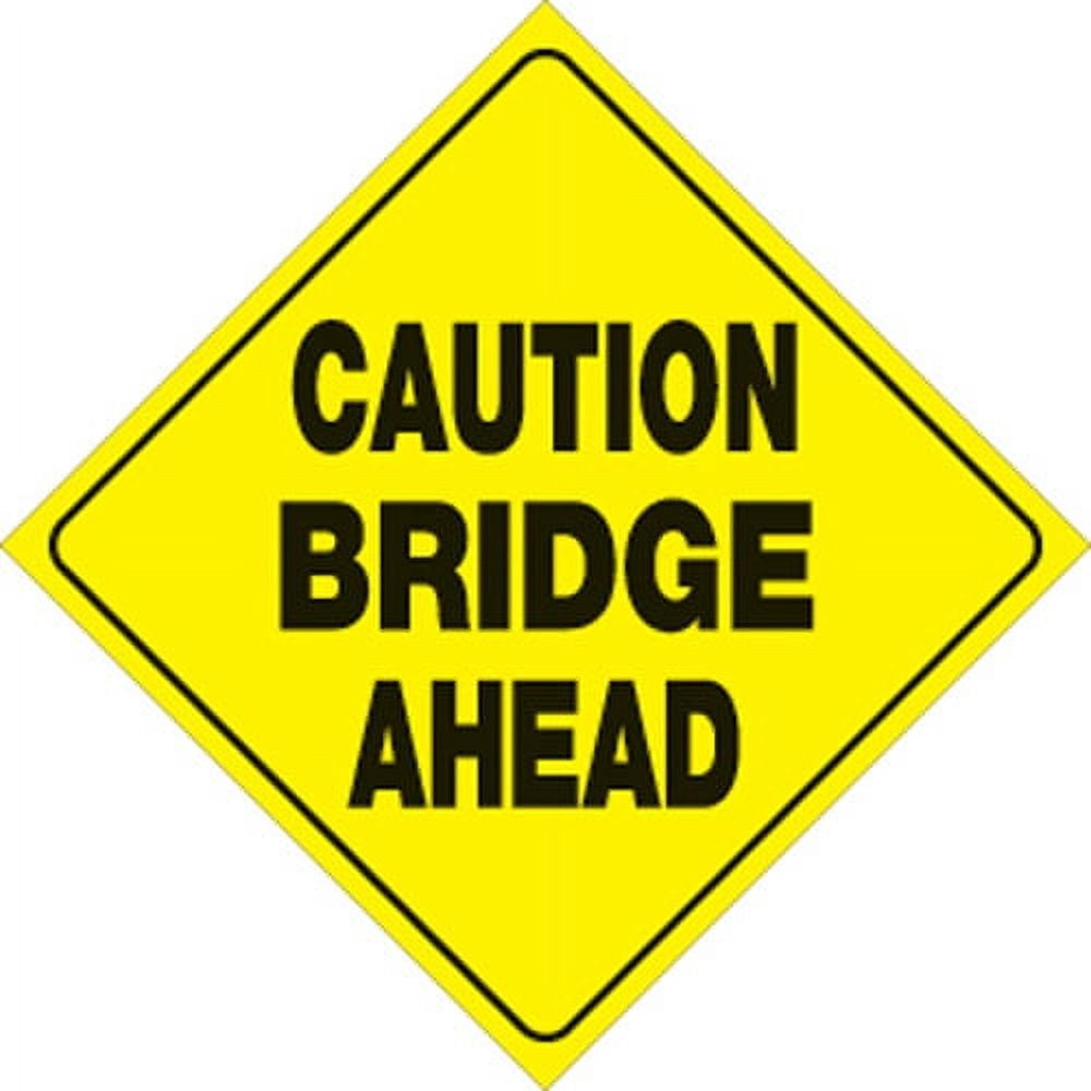 Voss Signs 480 Cba Yr Yellow Plastic Reflective Sign 12" - Bridge Ahead ...