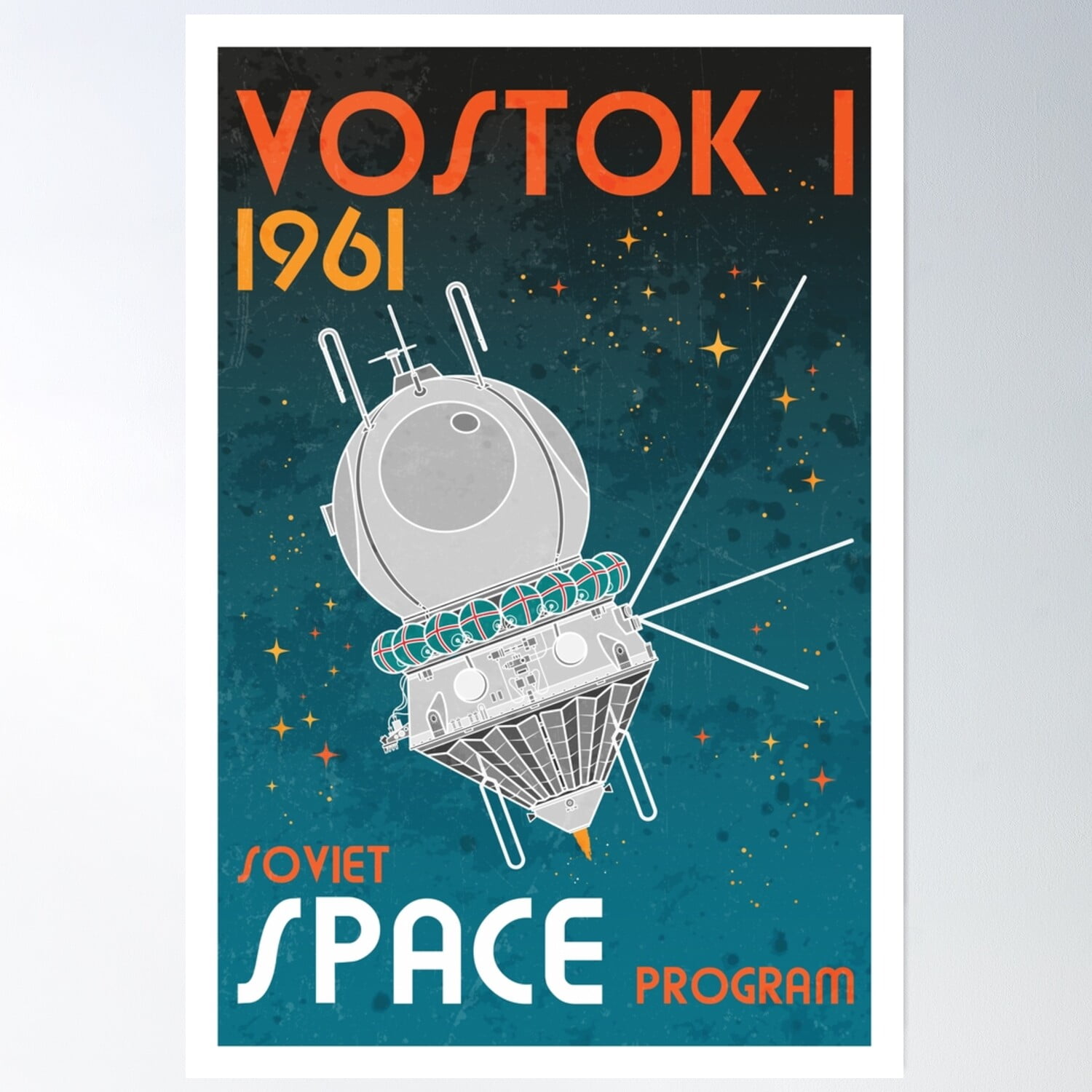 Vostok I. Soviet Space Program (Retro) Poster Wall Art, Modern Wall Decor, 16x24 UNFRAMED ...