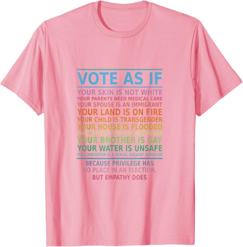 Vote As If Your Skin Is Not White Human's Rights Apparel T-Shirt ...