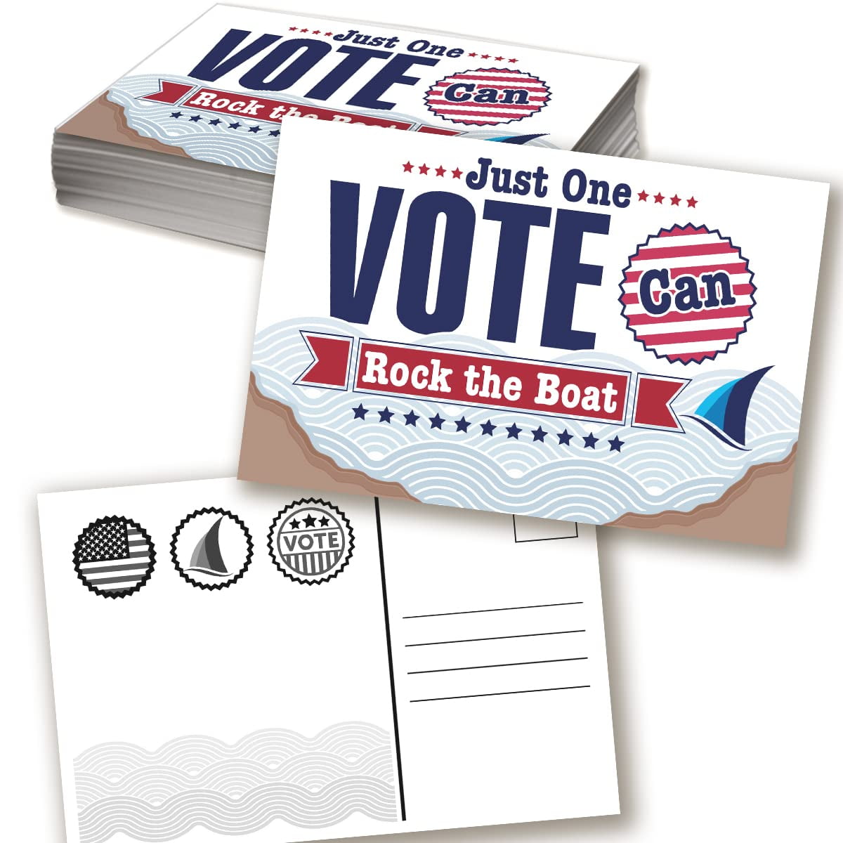 Vote Postcards Bulk - Just One Vote Can Rock the Boat - Set of 100 4x6 ...