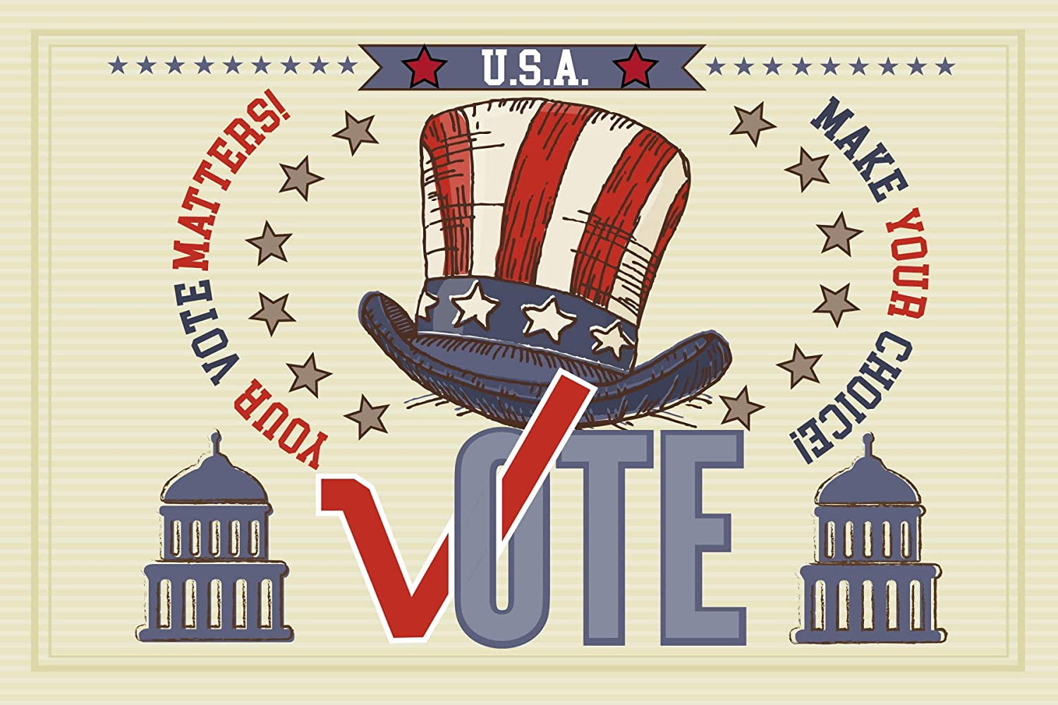 Vote Postcards Bulk - Set of 100 4x6 Standard Size - Show Patriotism ...