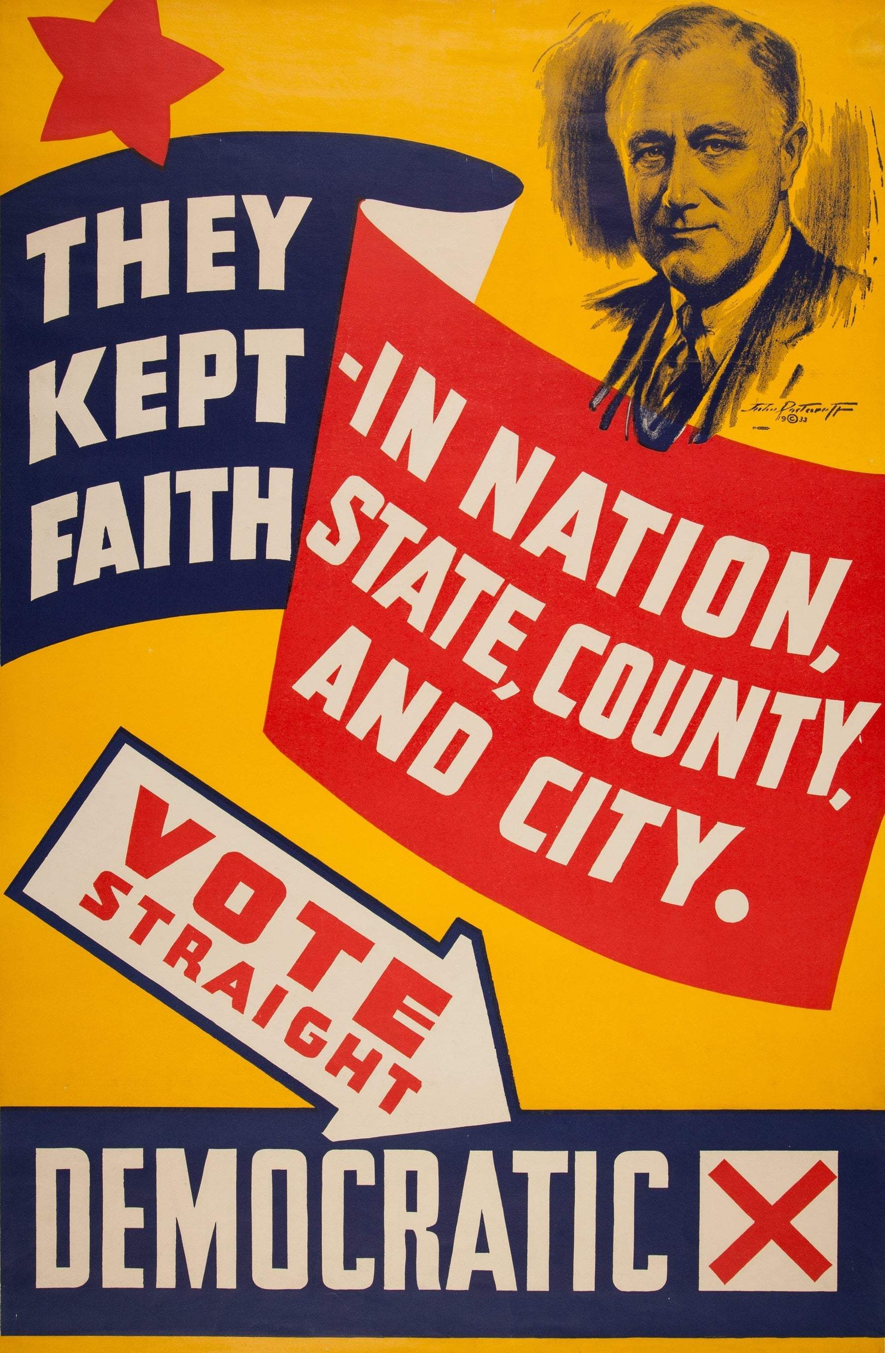 Vote Straight FDR Campaign Poster GLOSSY POSTER PICTURE PHOTO PRINT ...
