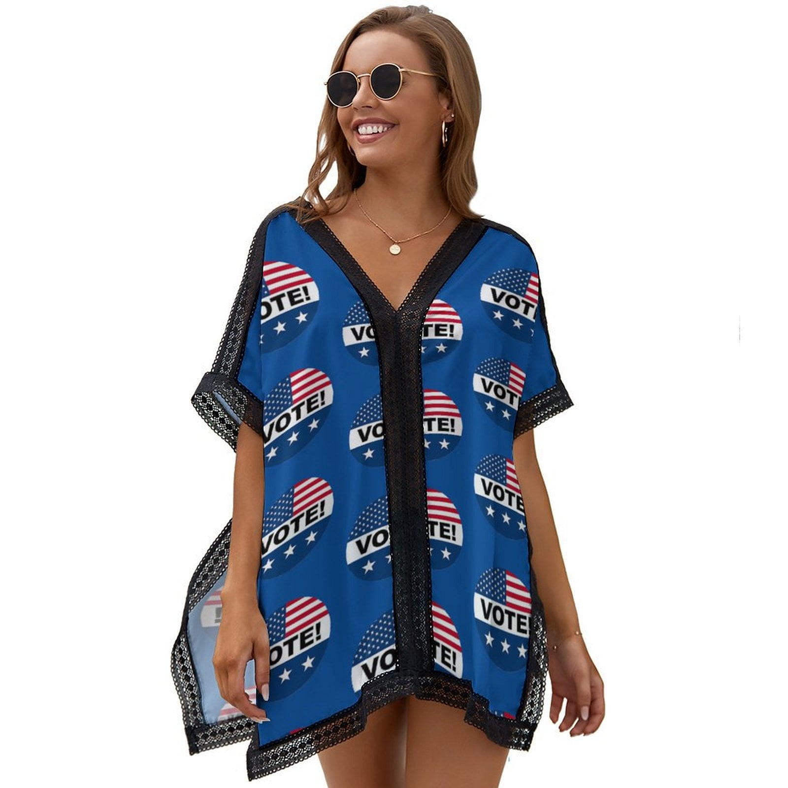 Voting Symbols Printed Women's Swimsuit Cover Up Summer Swimsuit Dress ...
