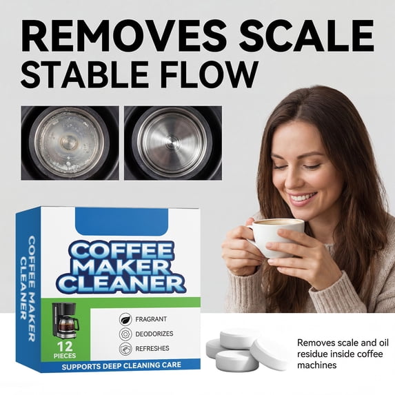 Votnto 12-Pack Coffee Maker Cleaner Tablets, Effervescent Descaling ...