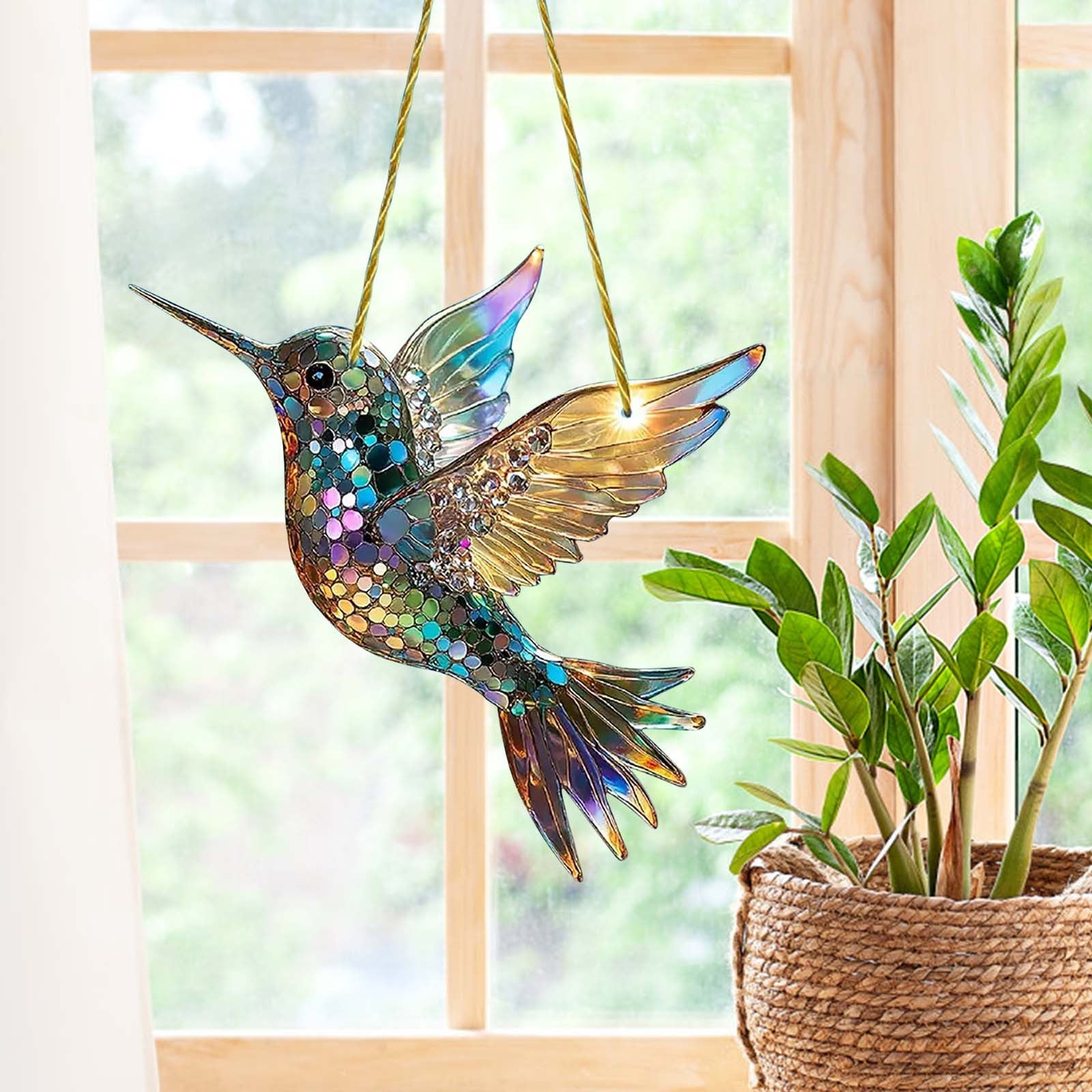 Votnto Spirit Birds Suncatcher, Stained Acrylic Hummingbird Suncatcher ...