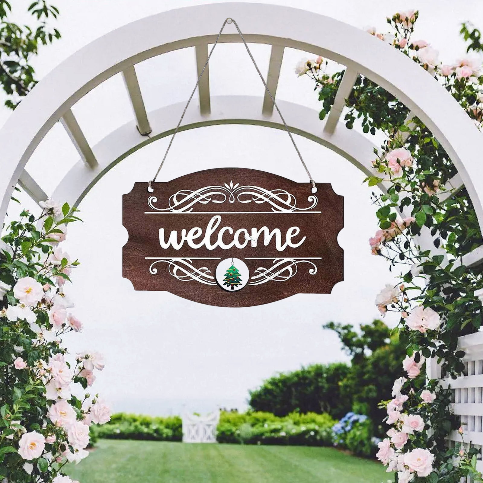 Votnto Wooden Seasonal Holiday Welcome Sign for Front Door Decor -15 ...