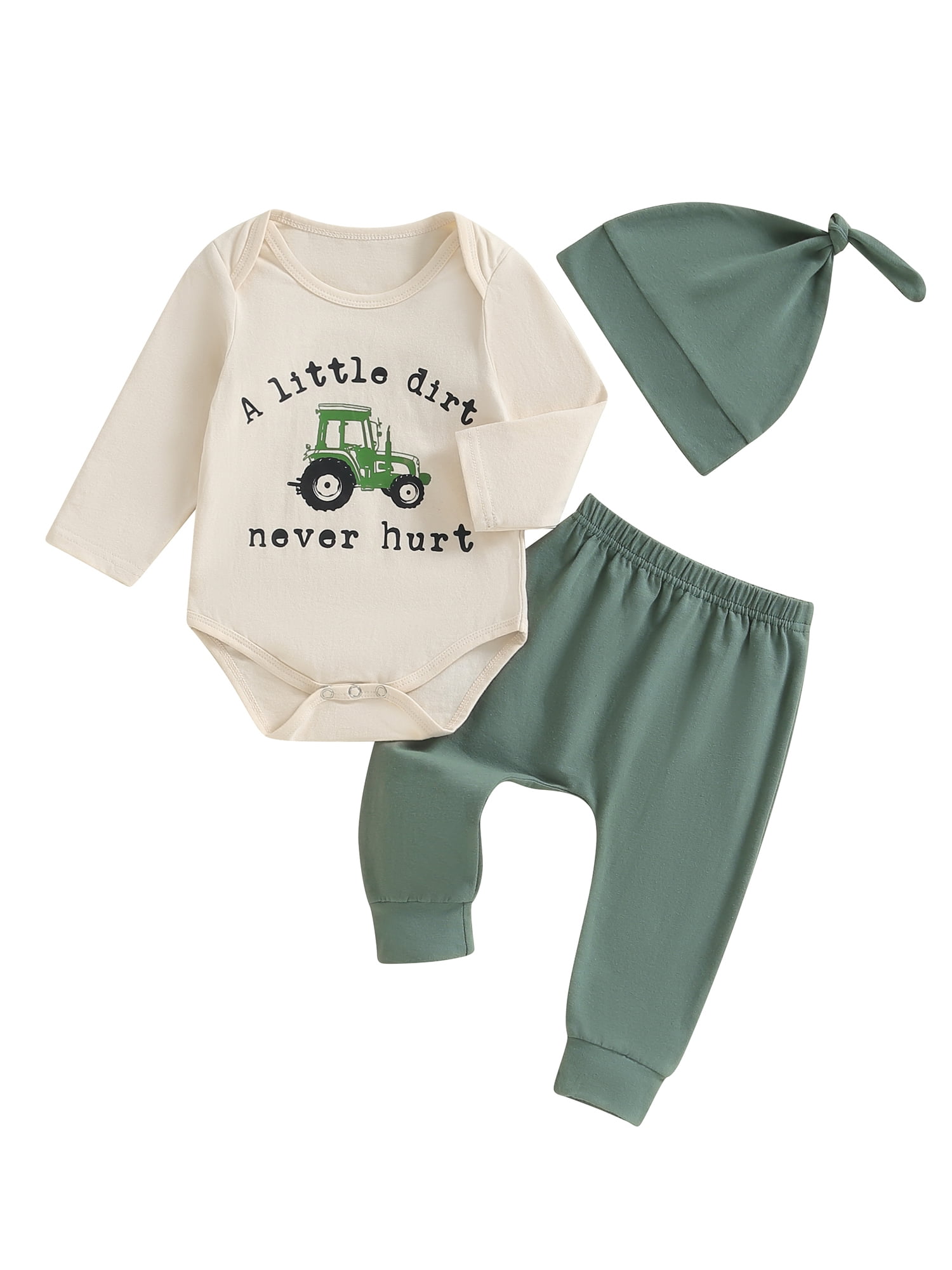 Votuleazi Baby Boy Fall Outfit Letter Tractor Print Rompers and Pants ...