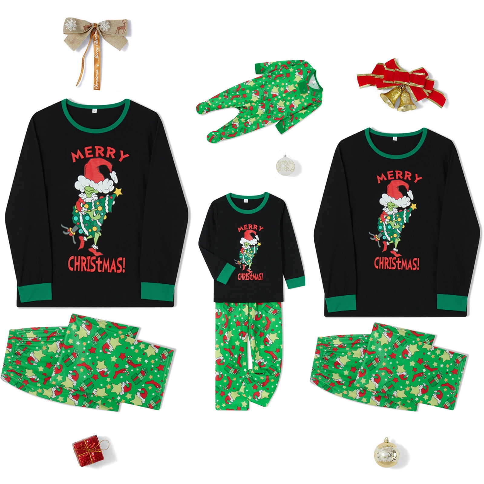 Votuleazi Christmas Pajamas for Family Long Sleeve Cartoon Print Tops ...