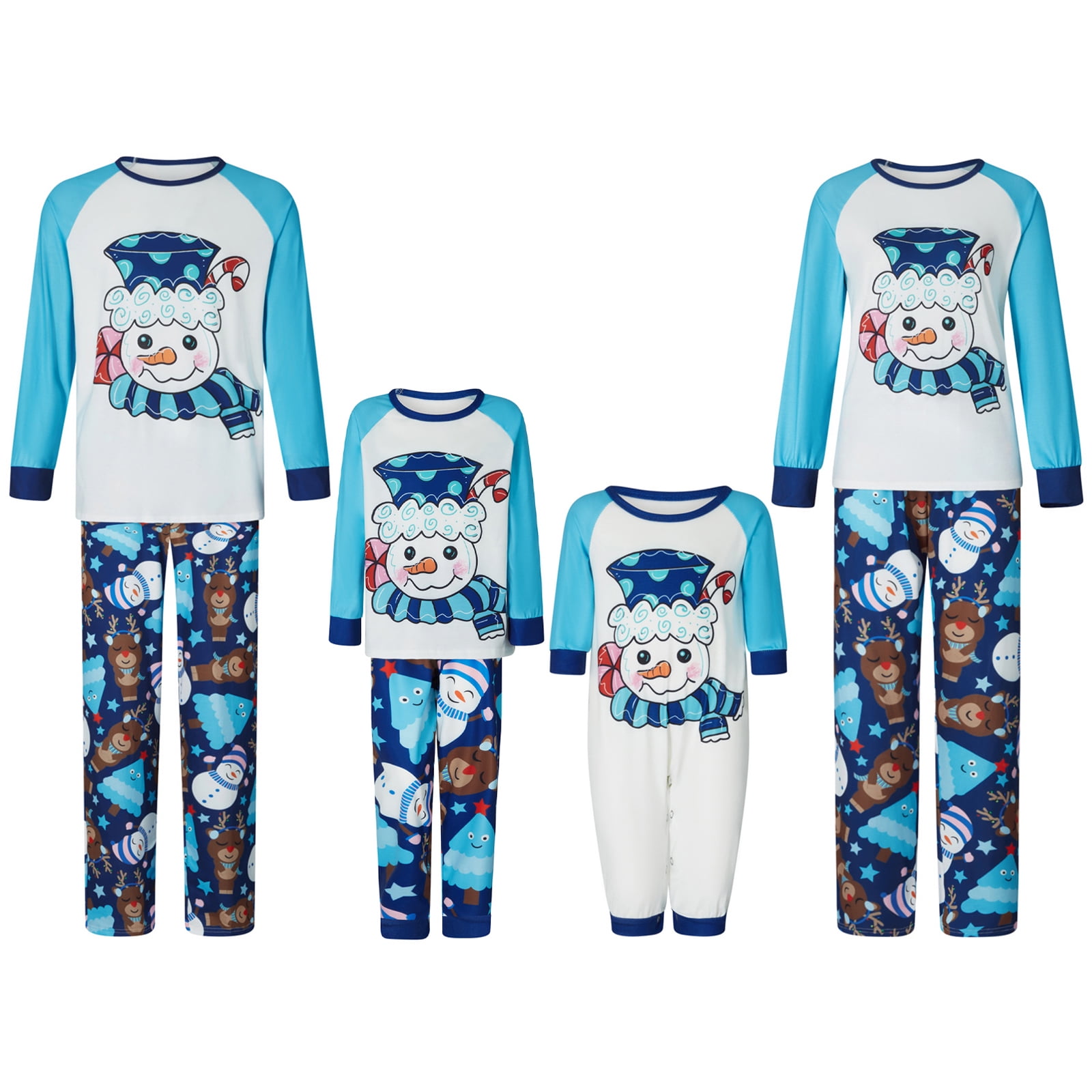 Votuleazi Christmas Pajamas for Family, Long Sleeve Snowman Print Tops ...