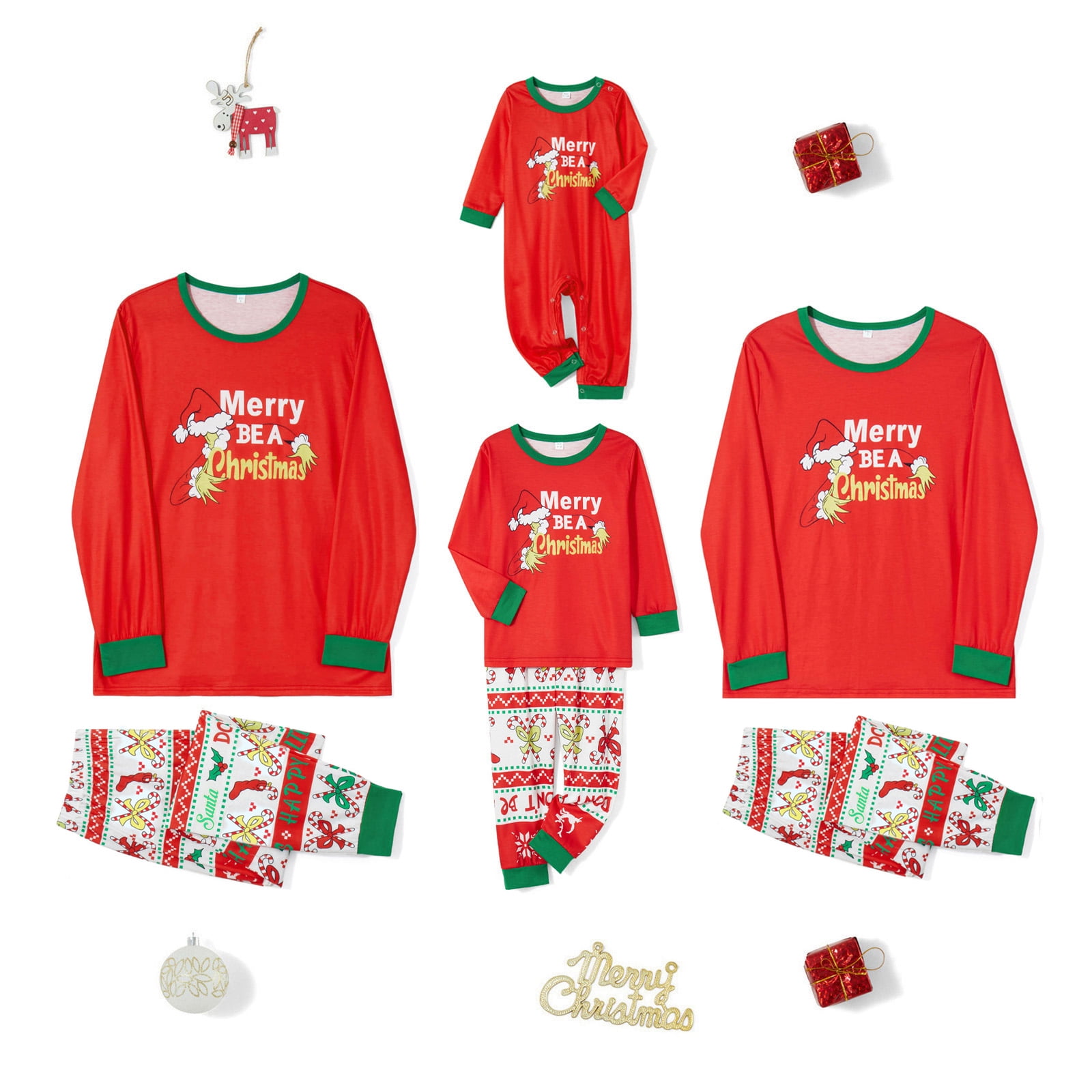 Votuleazi Family Matching Christmas Pajamas, Letter Candy Cane Print ...