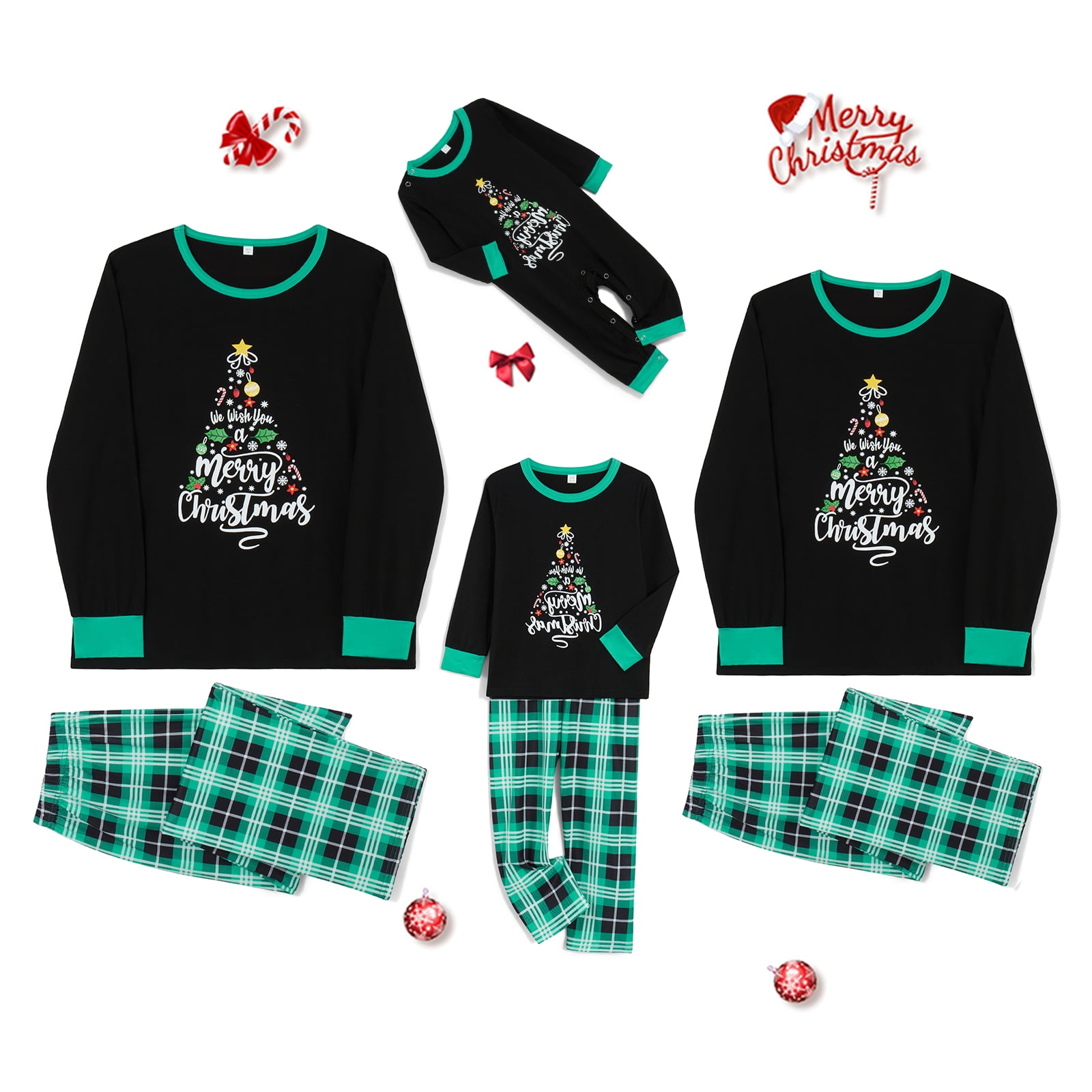Votuleazi Family Matching Christmas Pajamas with Tree Print Top and ...