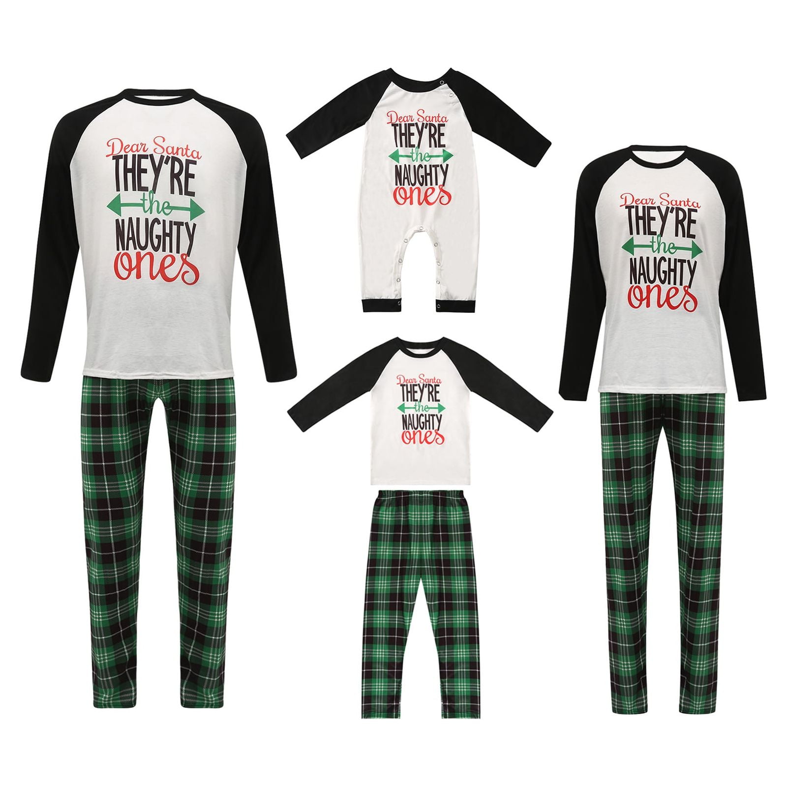 Votuleazi Matching Family Christmas Pajamas, Long Sleeve Letter Raglan ...