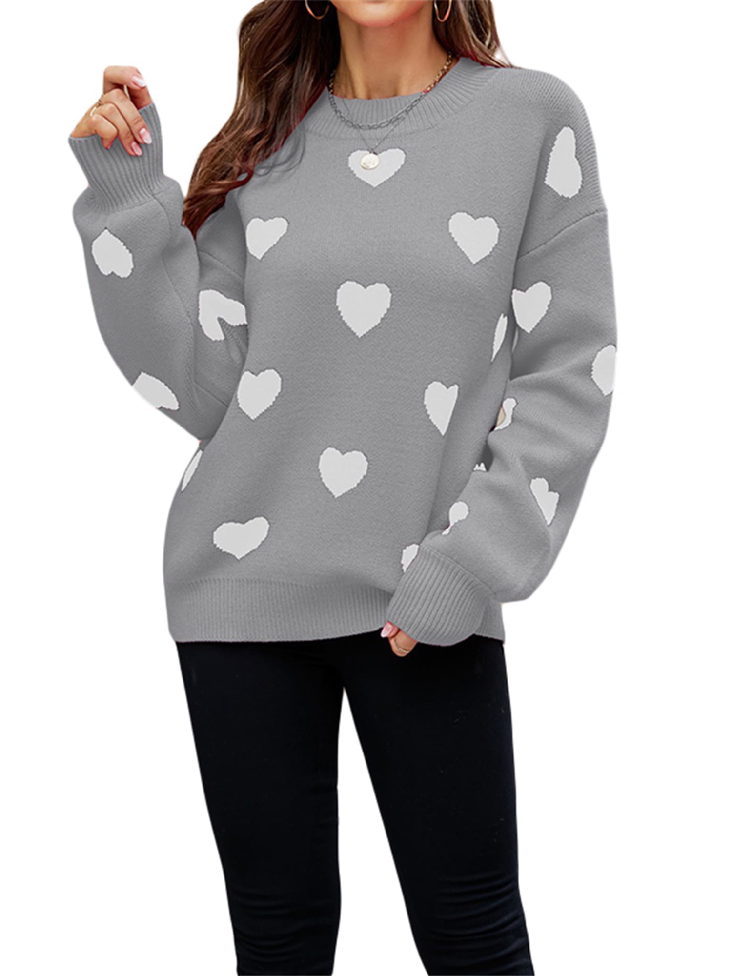 Votuleazi Valentine'S Day Heart Womens Sweaters,Casual Knitwear Long ...