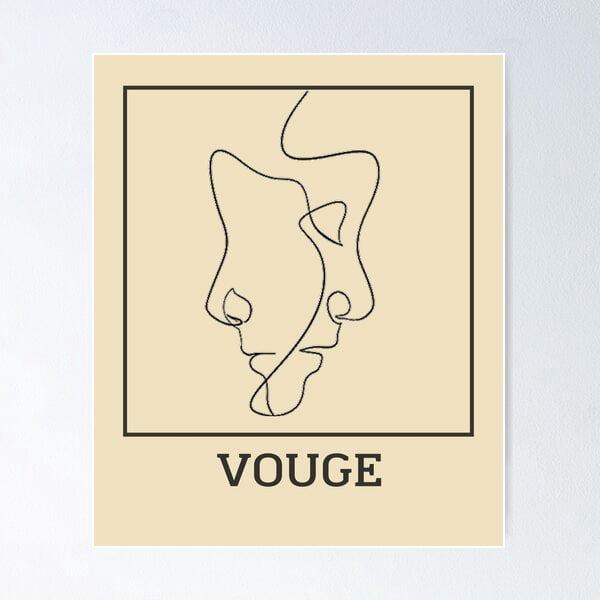 Vouge With One Line Drawing Face Poster Wall Art, Modern Wall Decor For ...